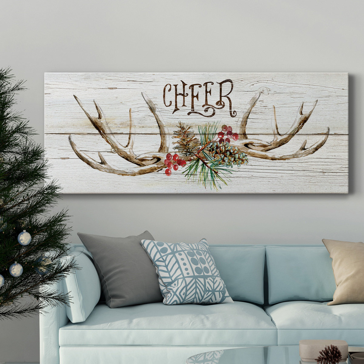 The Holiday Aisle® Rustic Cheer Premium Gallery Wrapped Canvas - Ready ...