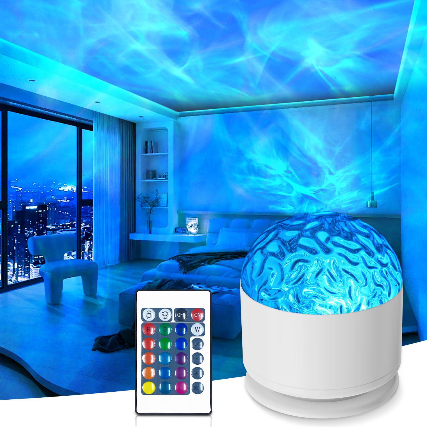 NURTOR Ocean Wave Projector Light, 16 Colours Northern Lights Projector ...