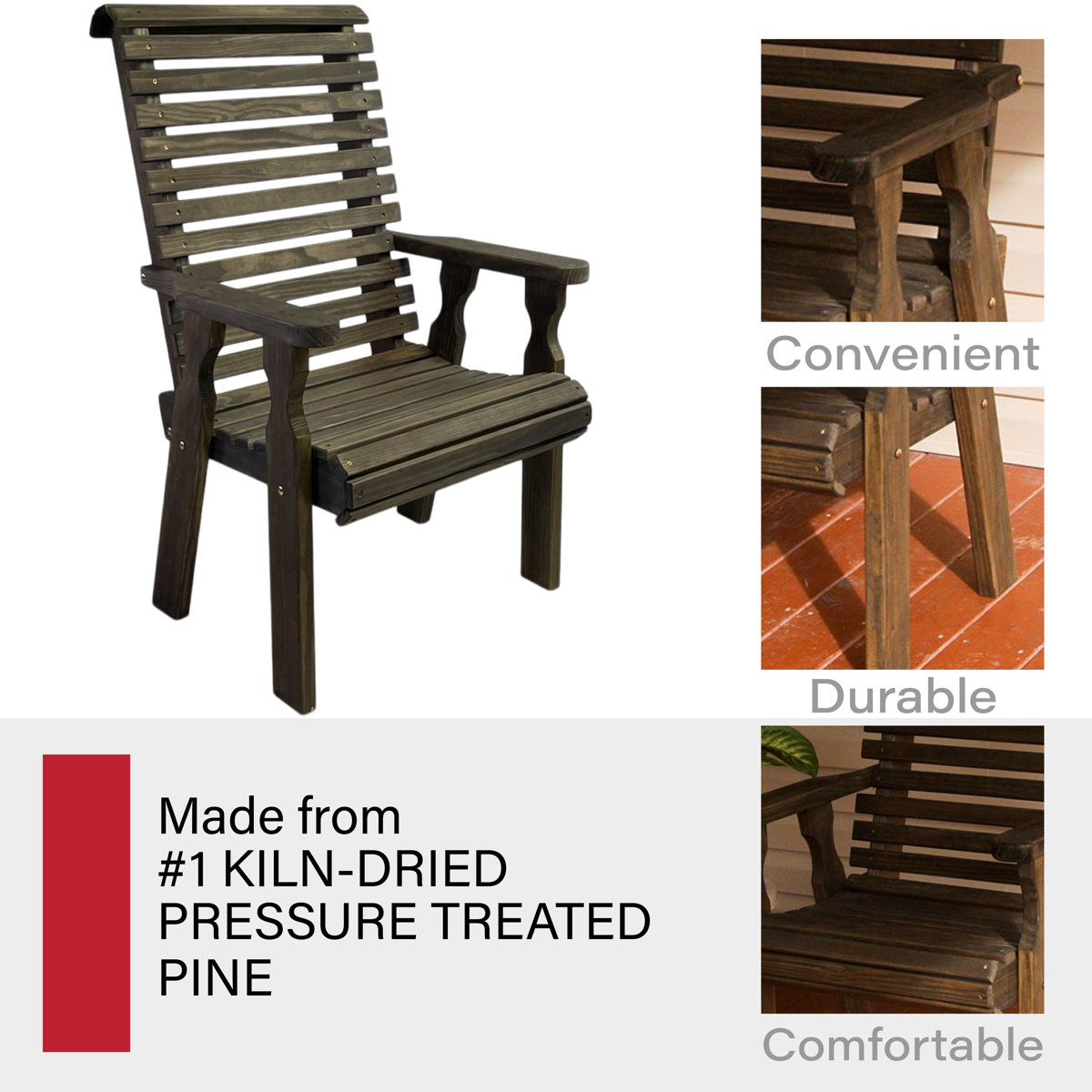 Amish Casual Heavy Duty 600 Lb High Back Roll Back Treated Patio Chair ...