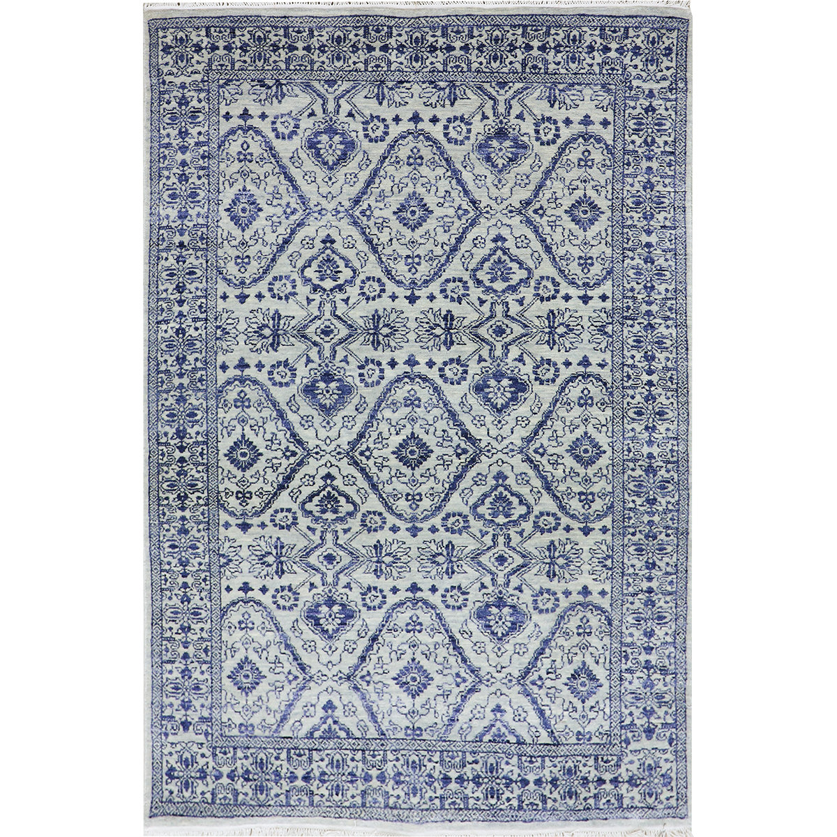 Bokara Rug Co., Inc. Hand-Knotted High-Quality Silver and Blue Area Rug ...