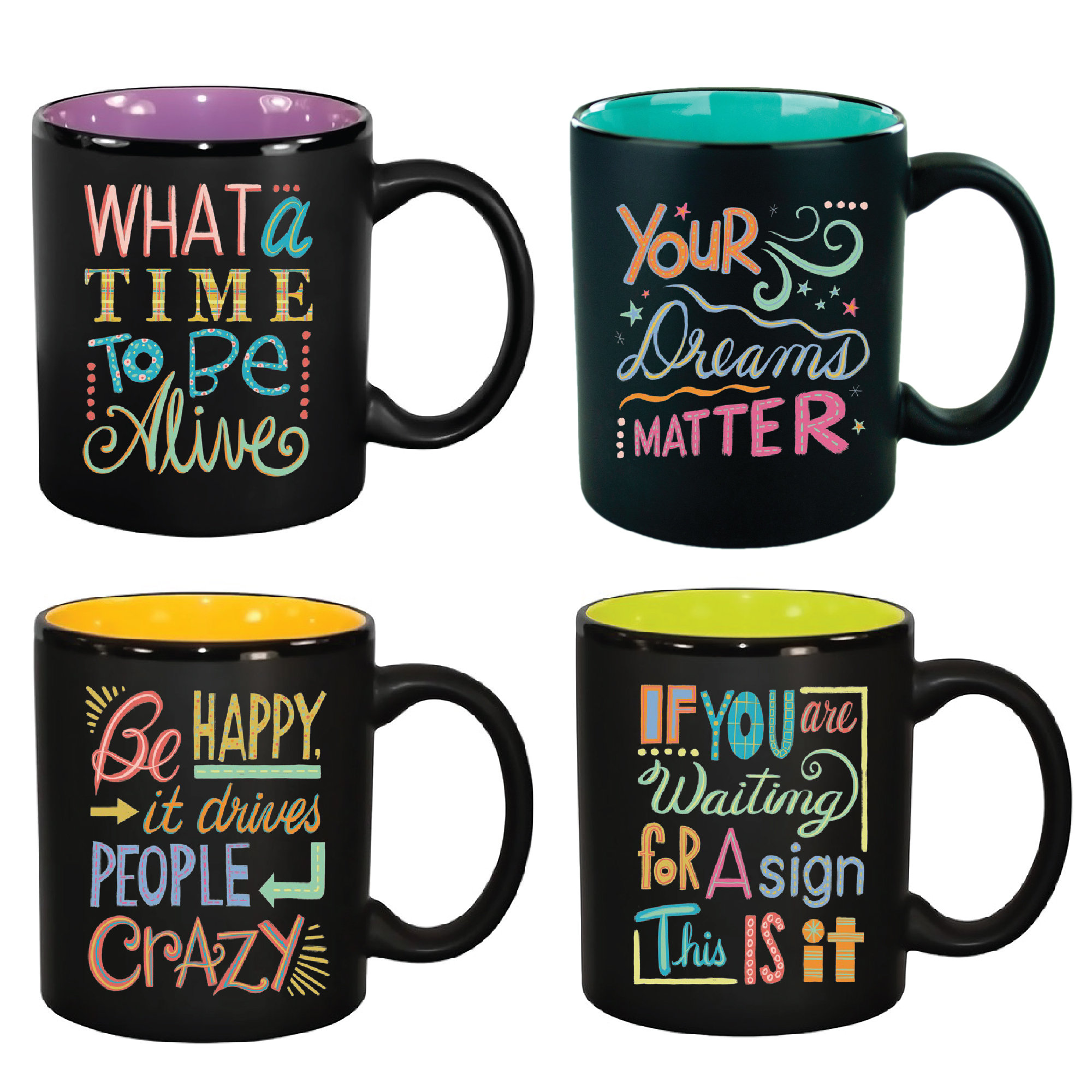 Trinx What a Time To Be Alive 11 oz Tuxedo Mug 4 Piece Set | Wayfair