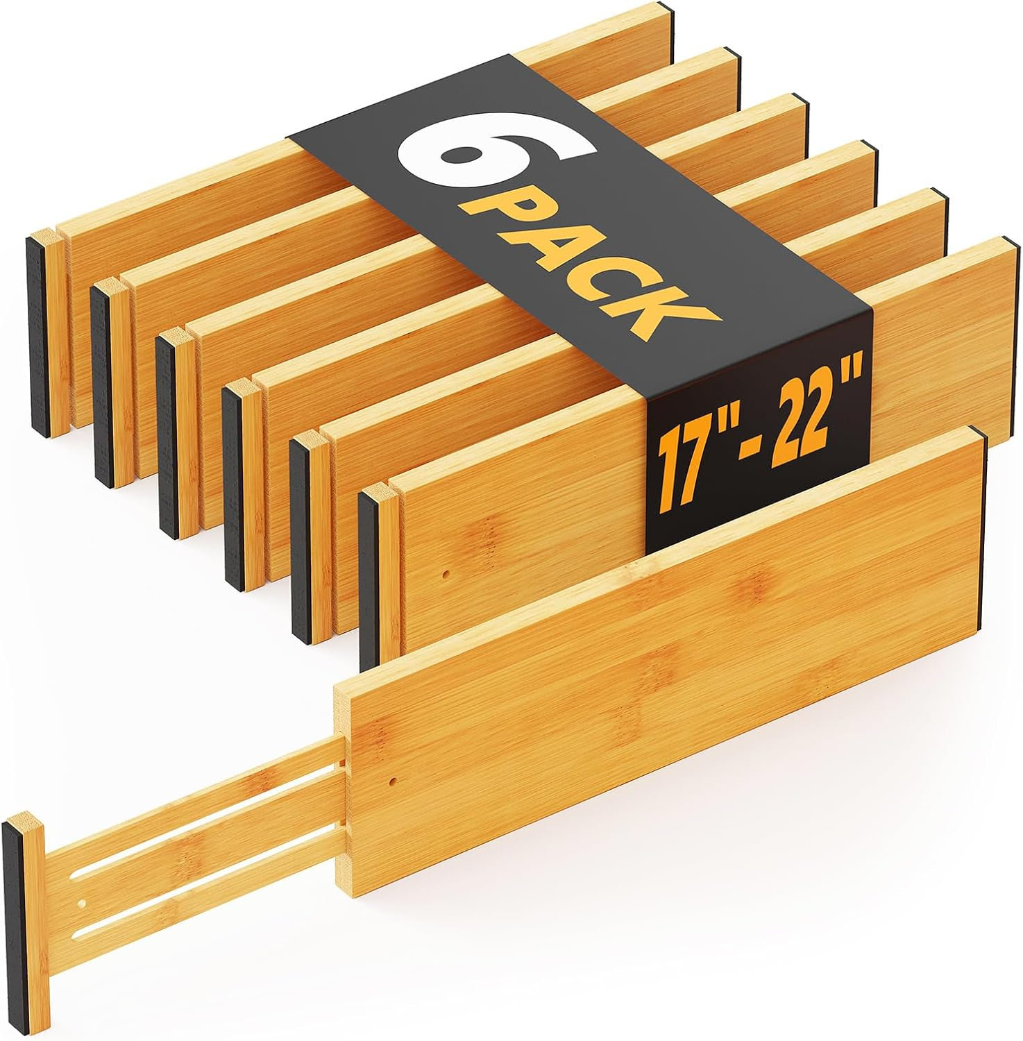 SpaceAid 6-Pack Expandable Bamboo Drawer Dividers – Adjustable ...