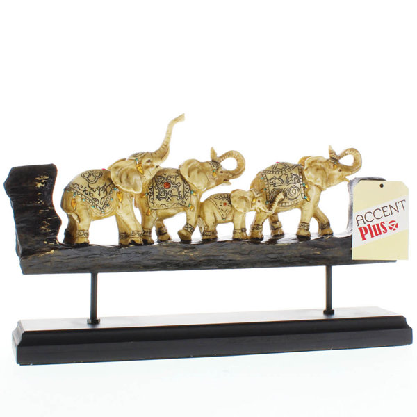 World Menagerie Maida Elephant Family Carved Decor Figurine & Reviews ...