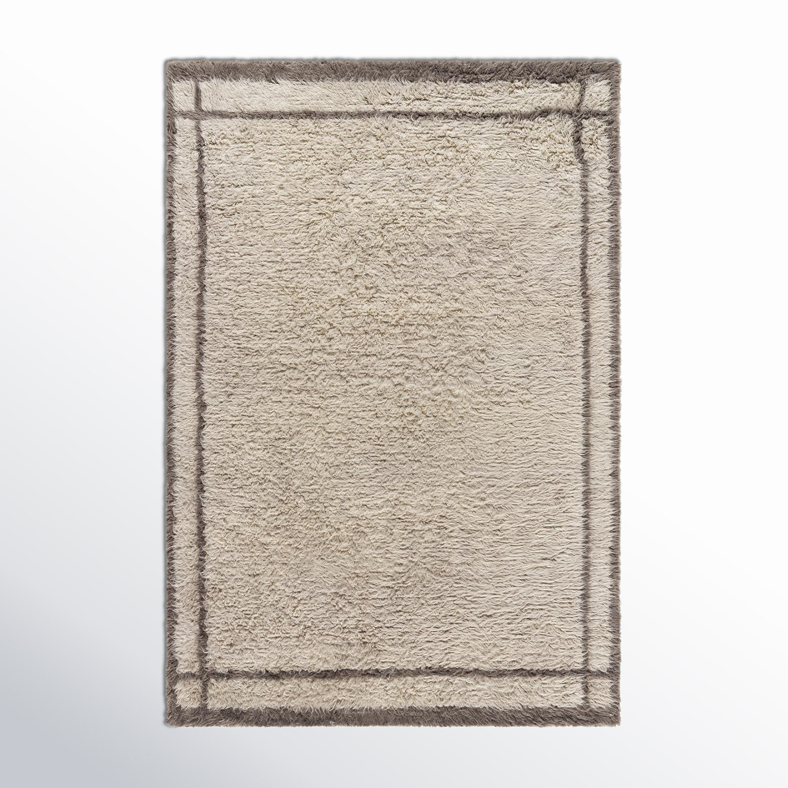 Ebern Designs Keynsham Border Wool Shag Rug | Wayfair