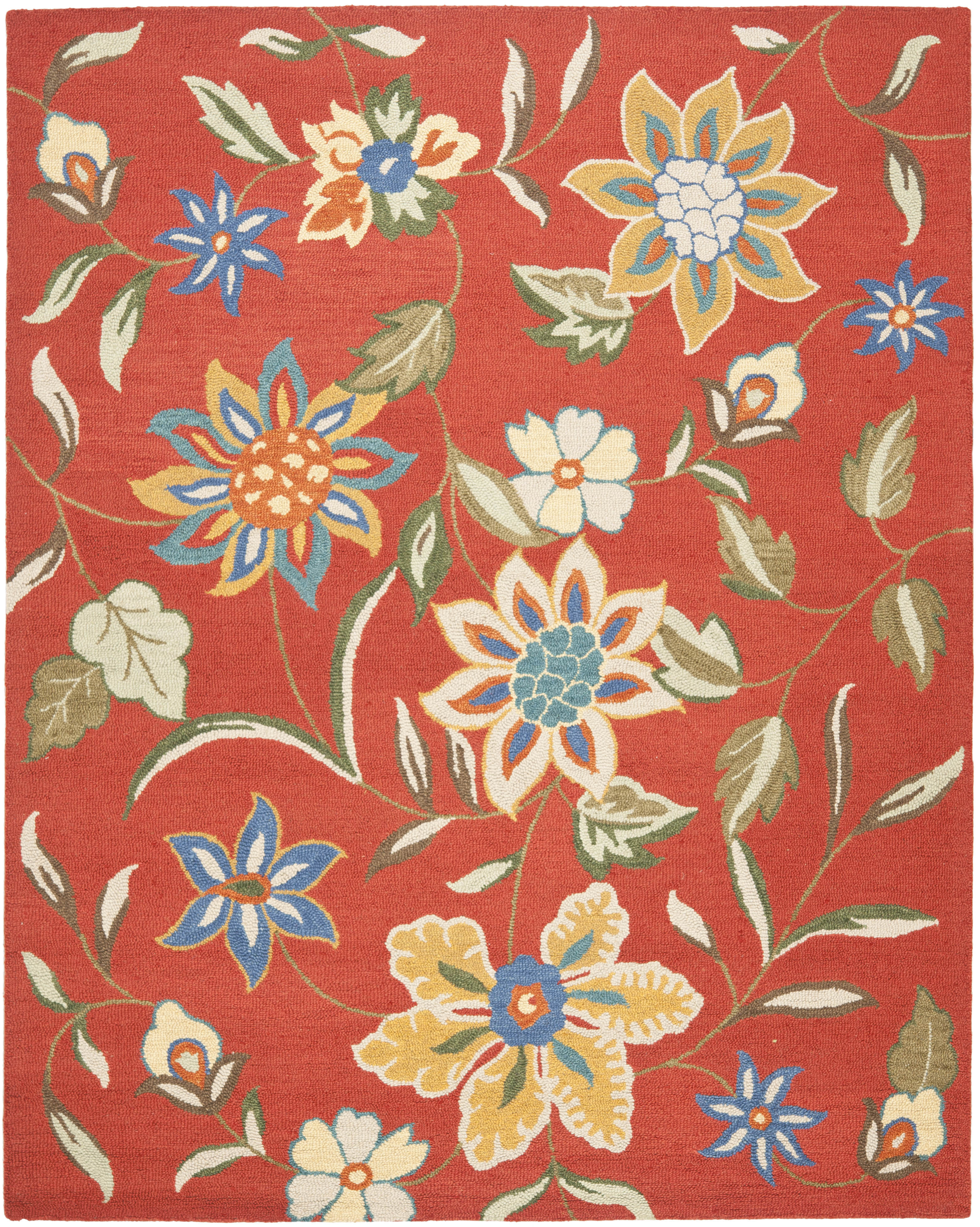 Winston Porter Emrick Hand Hooked Wool Floral Rug & Reviews | Wayfair