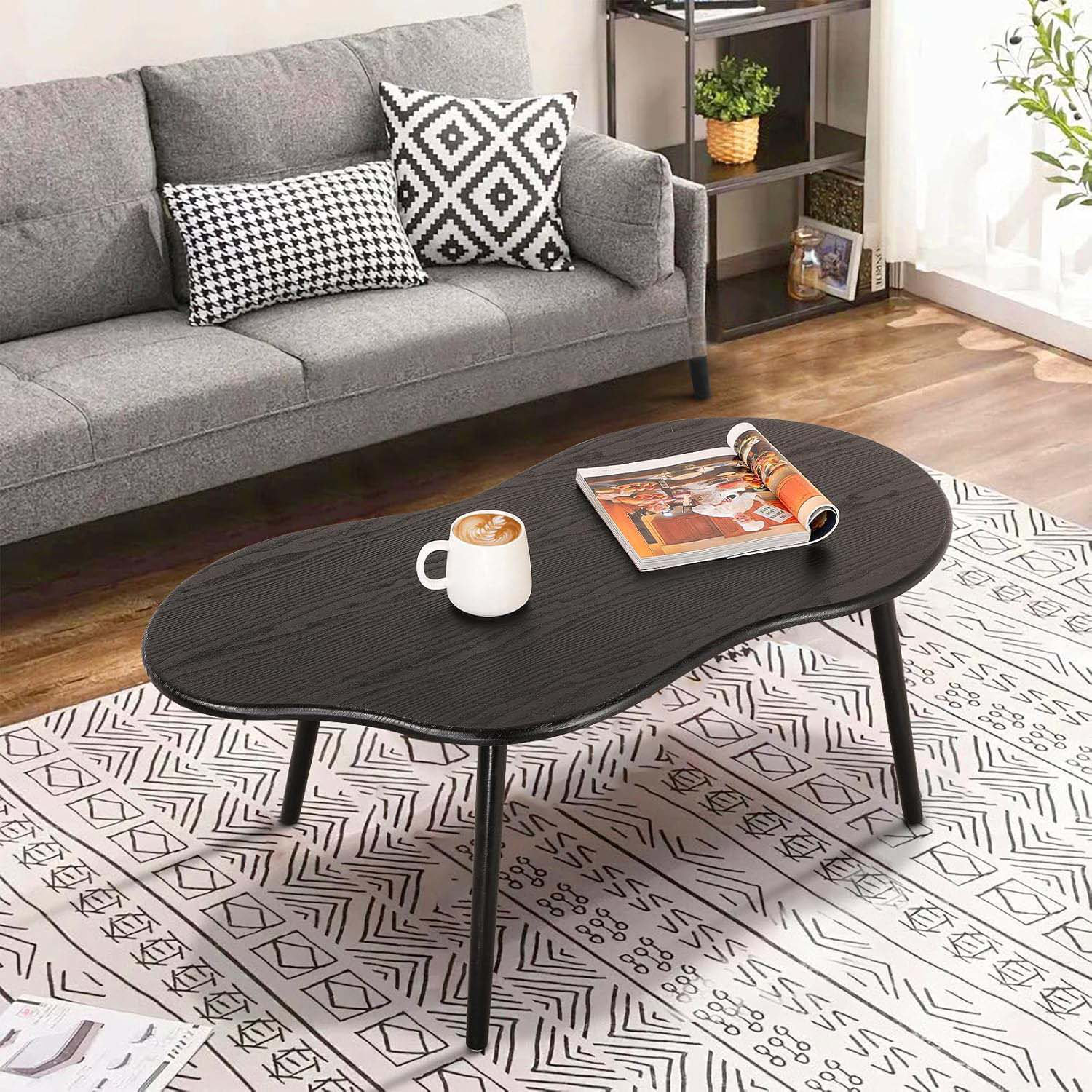 George Oliver Small Coffee Table Black Cloud Coffee Table For Small Spaces Modern Centre Table ...