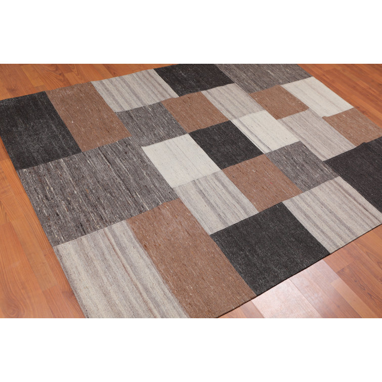 Orren Ellis Pana Flatweave Wool Patchwork Rug | Wayfair