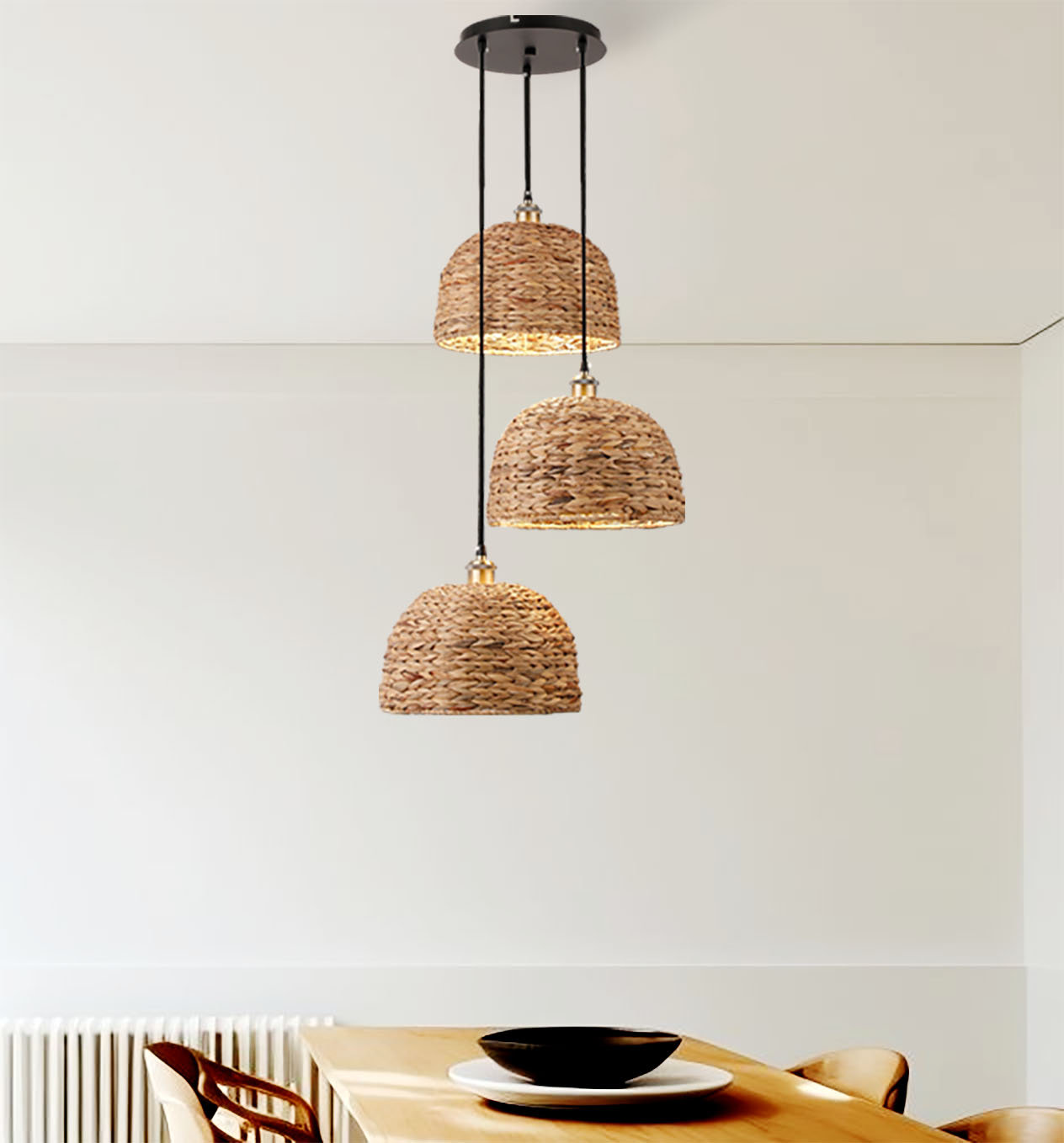 Bay Isle Home™ 3-light Cluster Multi Pendant Light Rattan Woven Shade ...