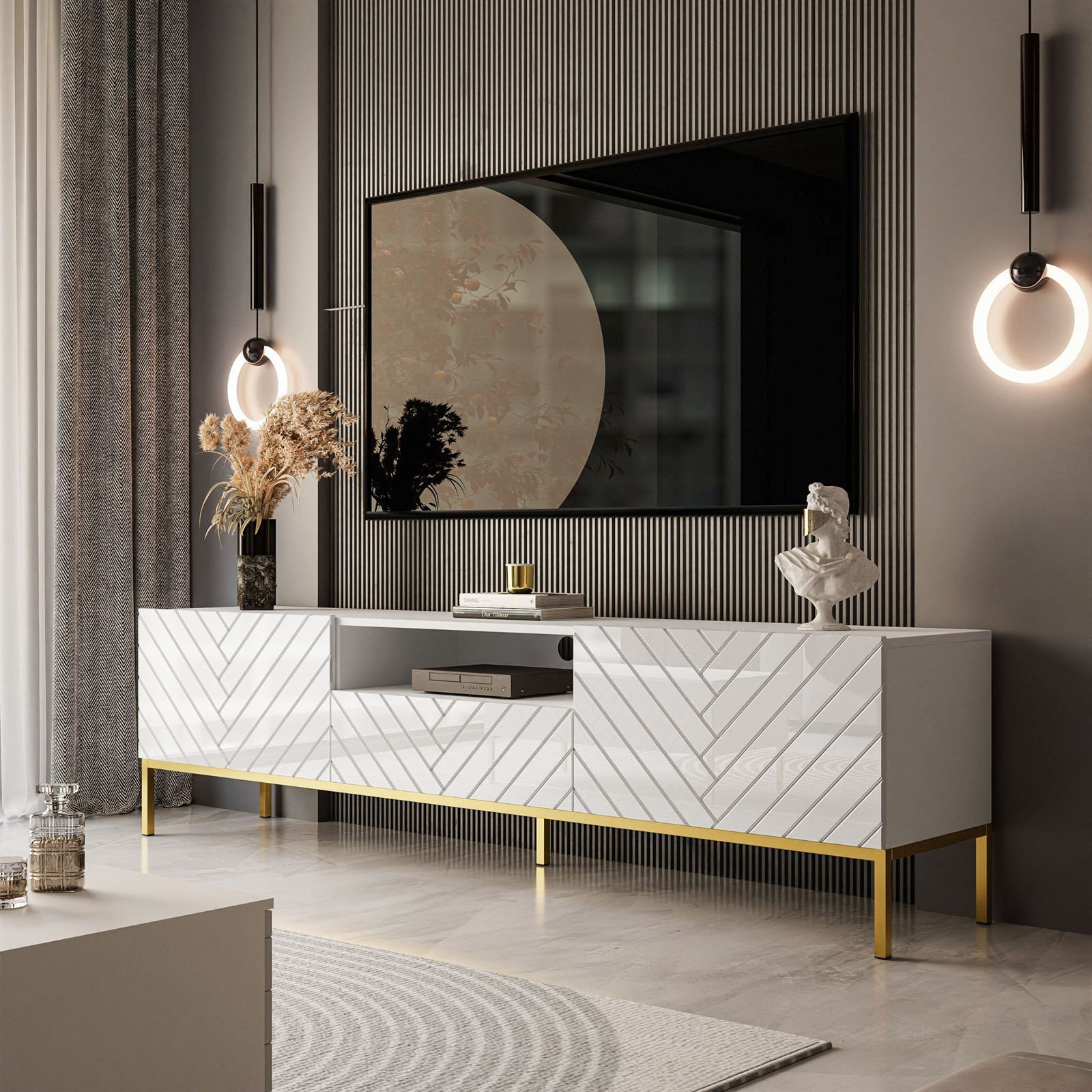 Fairmont Park 190 cm TV cabinet on gold legs, high gloss | Wayfair.co.uk