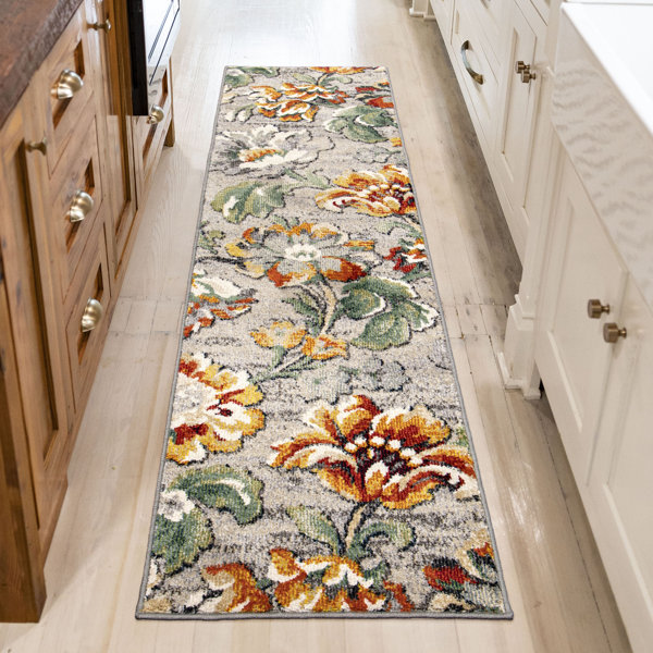 Wildon Home® Gulielma Floral Distressed Grey Indoor Area Rug | Wayfair