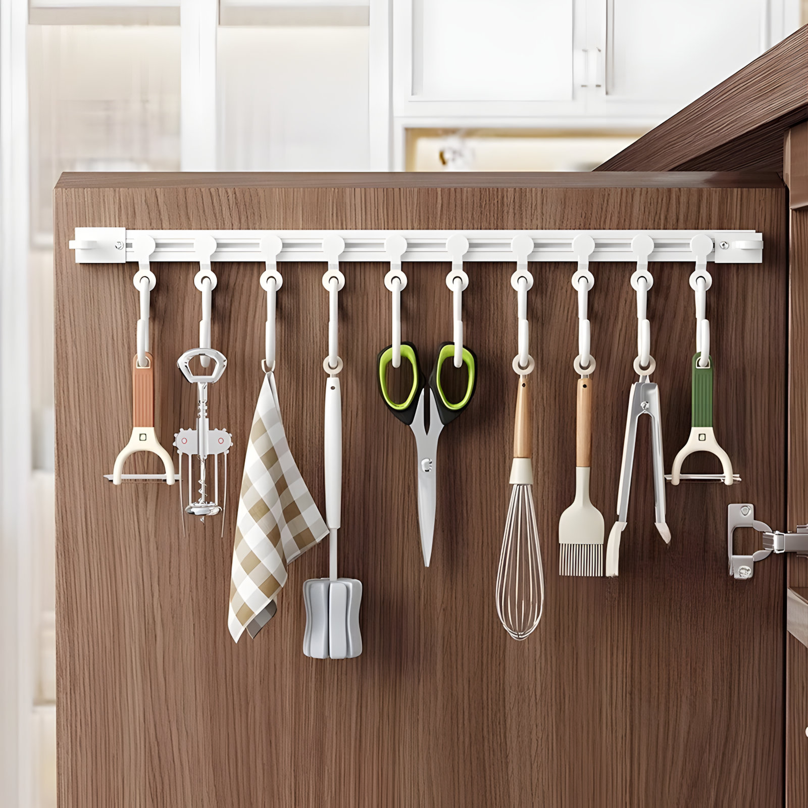 Prep & Savour Cabinet Door Sliding Hook Rack No Drill Adhesive Hanger ...