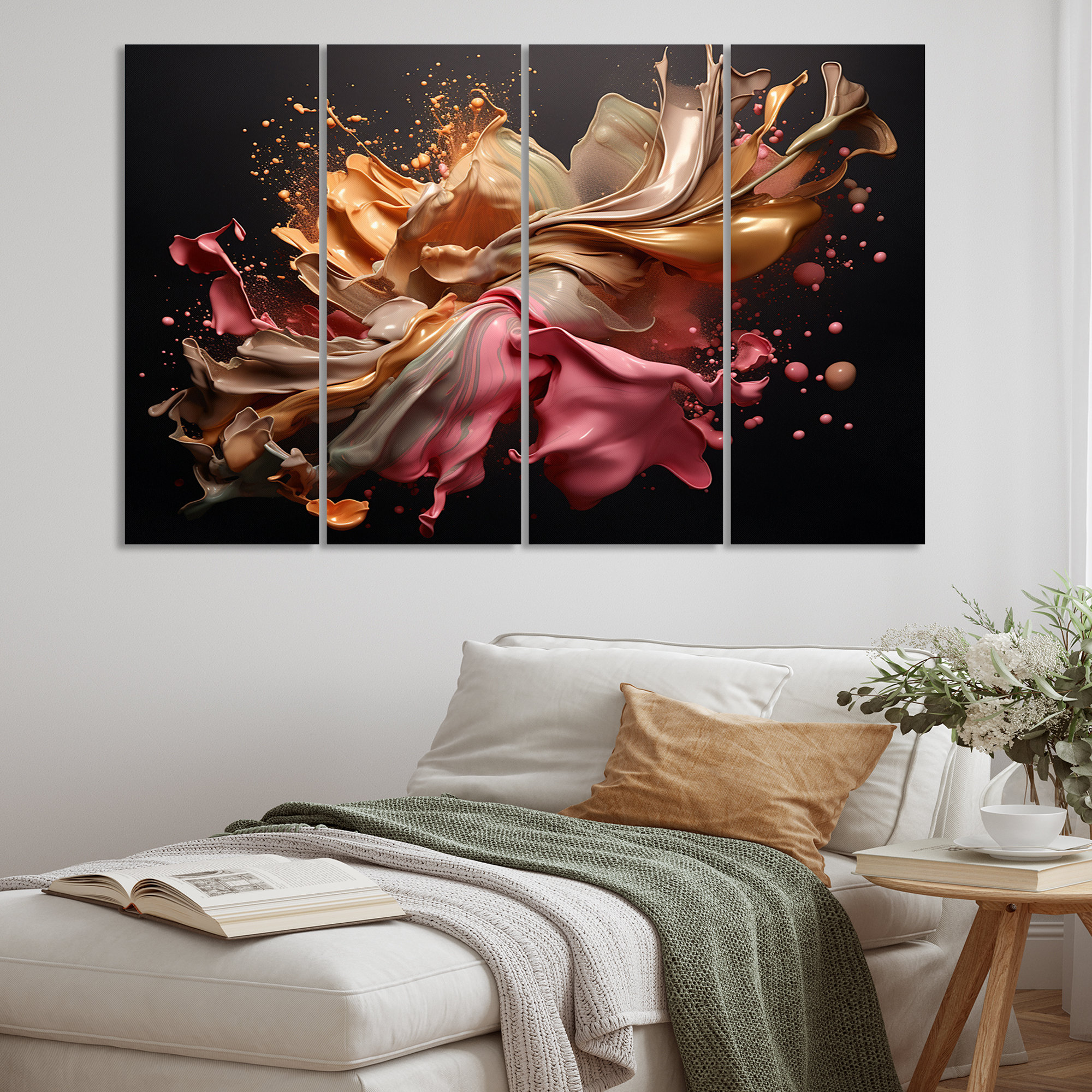 Ivy Bronx Sudden Joy Abstract Pink And Gold Splash I - Abstract Canvas ...