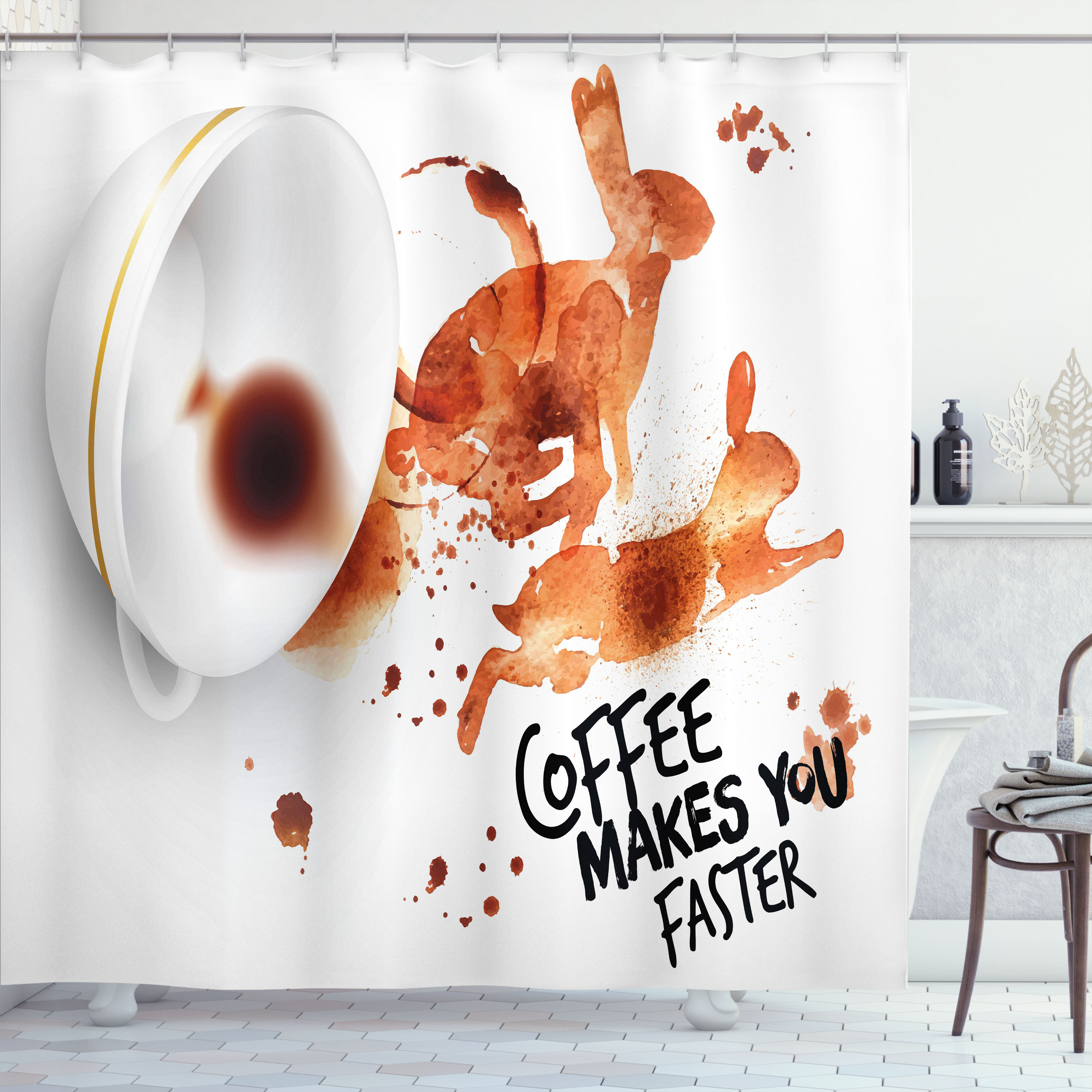 East Urban Home Coffee Art Shower Curtain Drink Be Inspired Burnt ...
