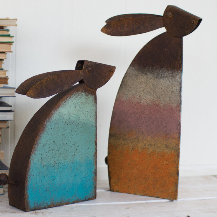 Laurel Foundry Modern Farmhouse® Juno Rustic Metal Rabbit 2 Piece ...