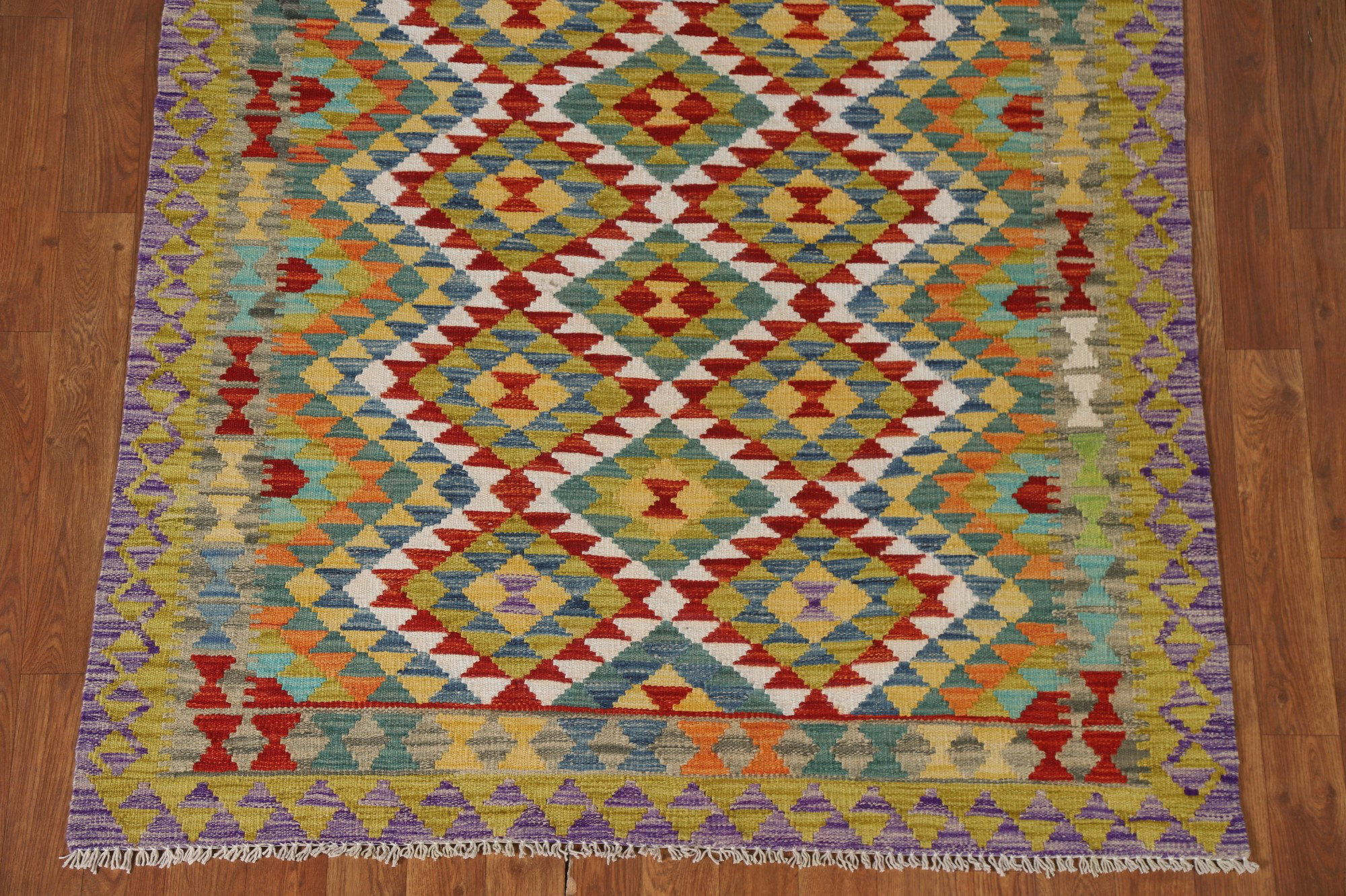 Dakota Fields Geometric Kilim Oriental Wool Rug 4x6 | Wayfair