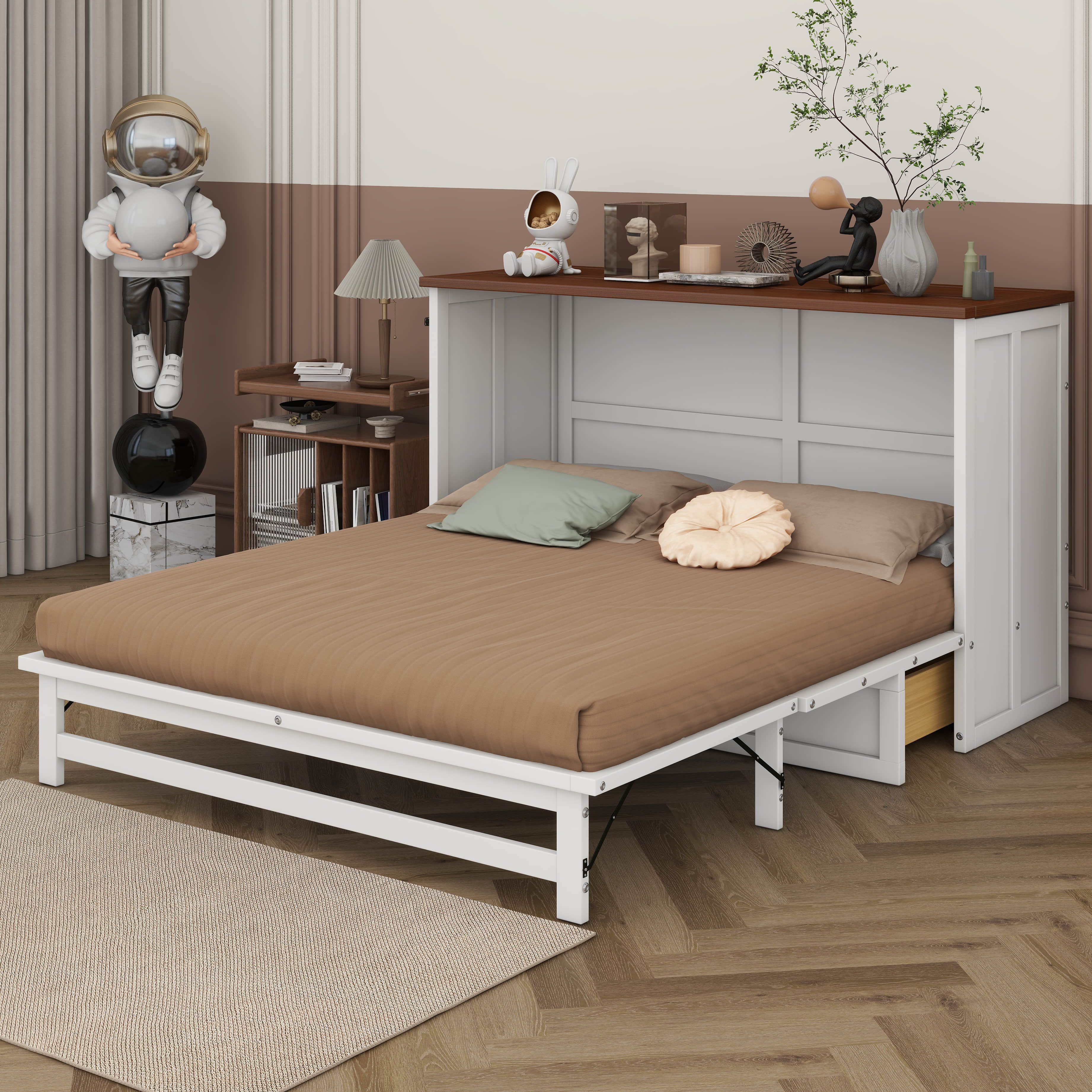 Red Barrel Studio Tillio Solid Pine Murphy Bed Cabinet With Charging ...