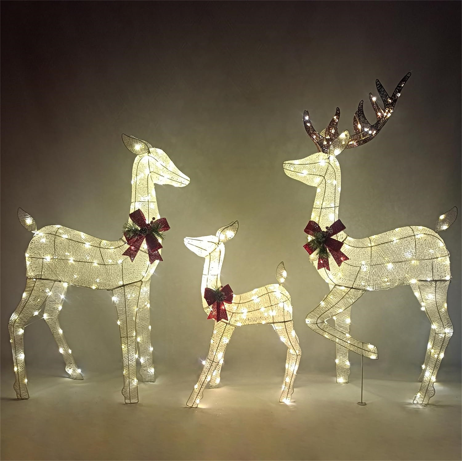 Joiedomi 3 Packs Christmas Decoration Deer Family, 360 LED Lighted ...