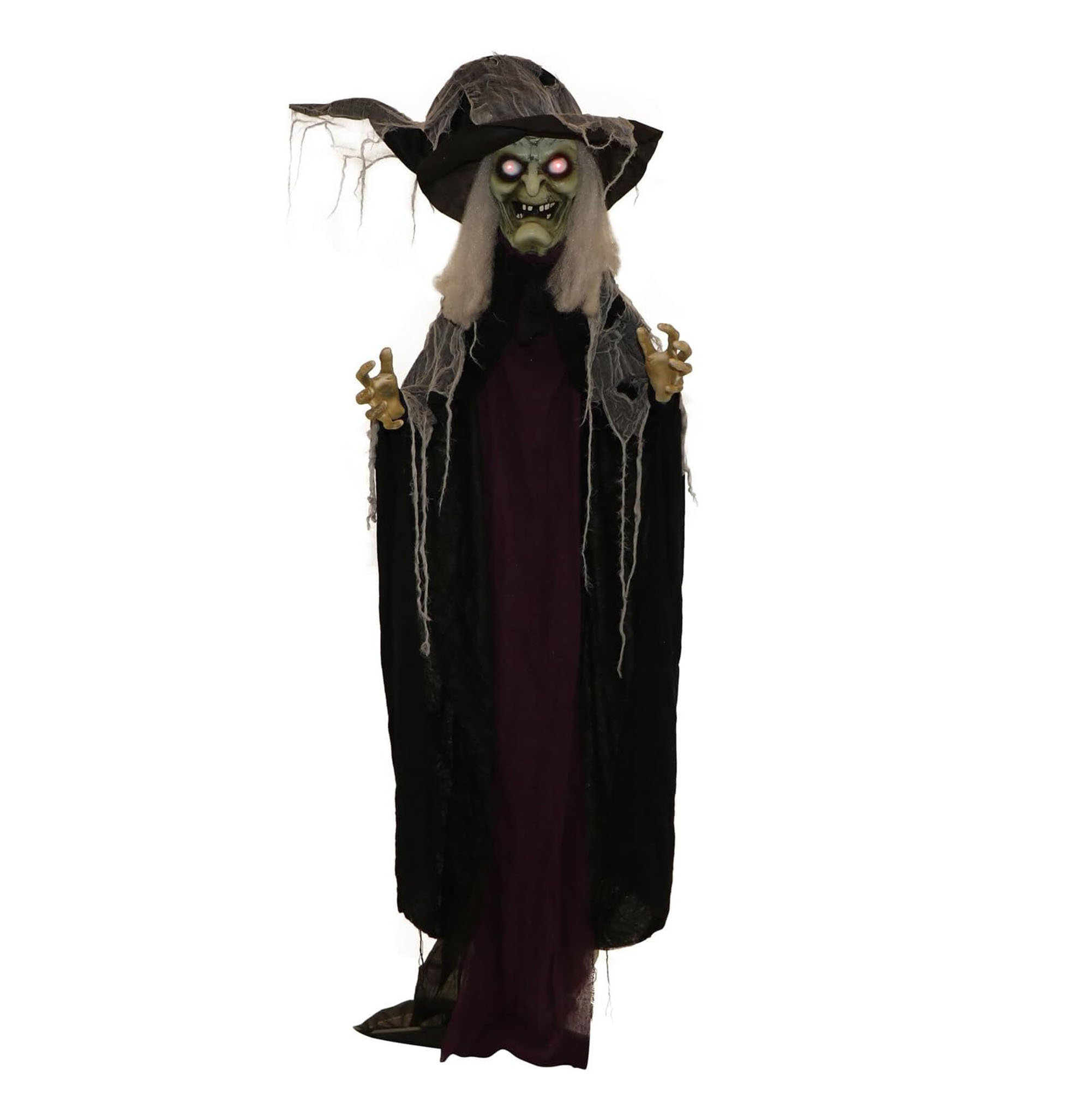Bloomsbury Market Poseable Scary Talking Witch, Halloween Animatronic ...