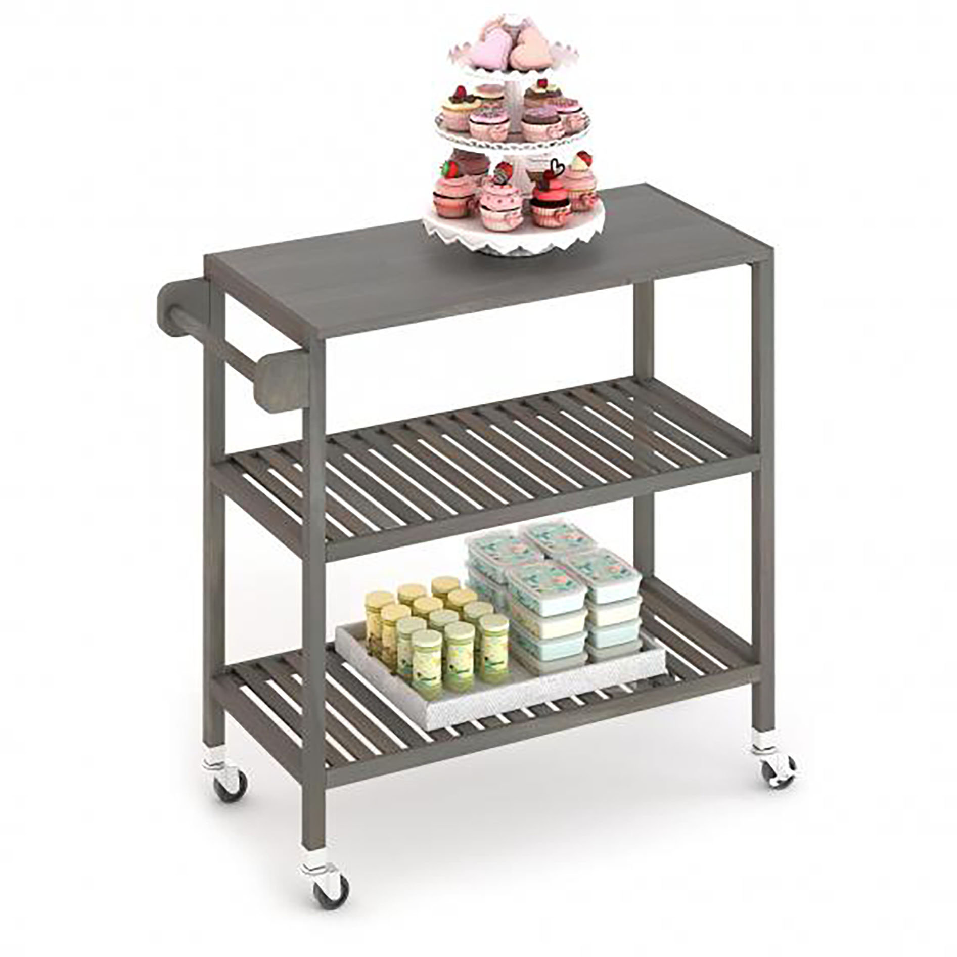 INTERBUILD 3-Tier Solid Acacia Bar Cart | Wayfair