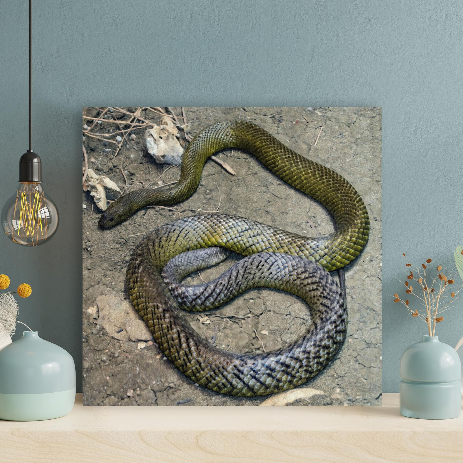 Latitude Run® Black And Brown Snake On Ground 1 - Wrapped Canvas ...