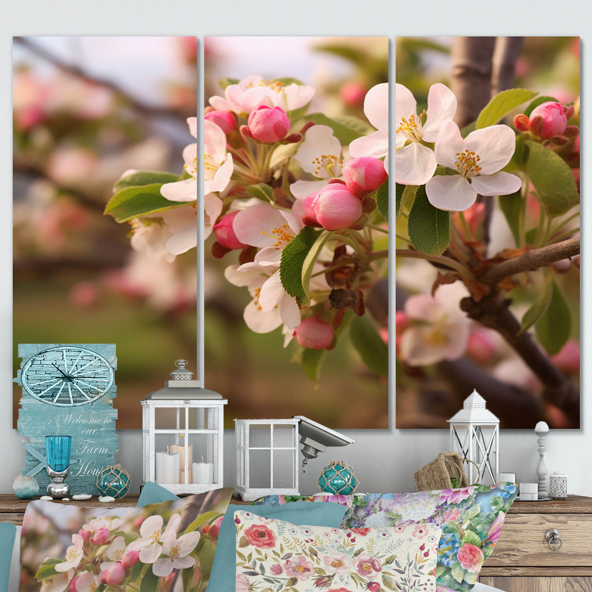 Latitude Run® " Apple Blossom Petals At The Farm I " 3 - Pieces | Wayfair