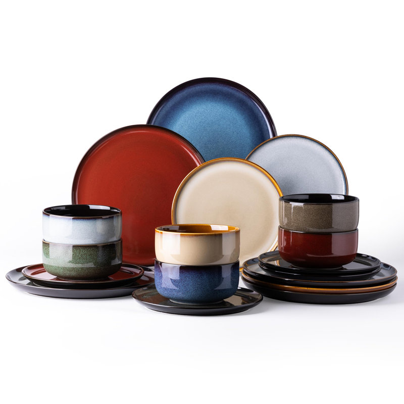 Hokku Designs Ceramic Dinnerware Sets Of 6,Poreclain Plates And Bowls ...