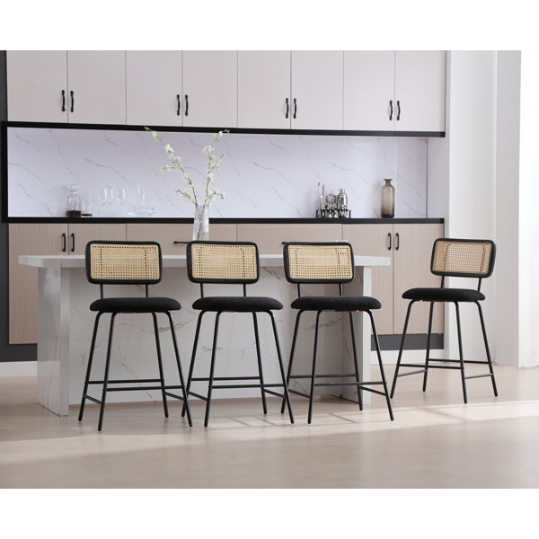 Corrigan Studio® Modern Bar Stool With Octagonal Rattan Backrests And ...