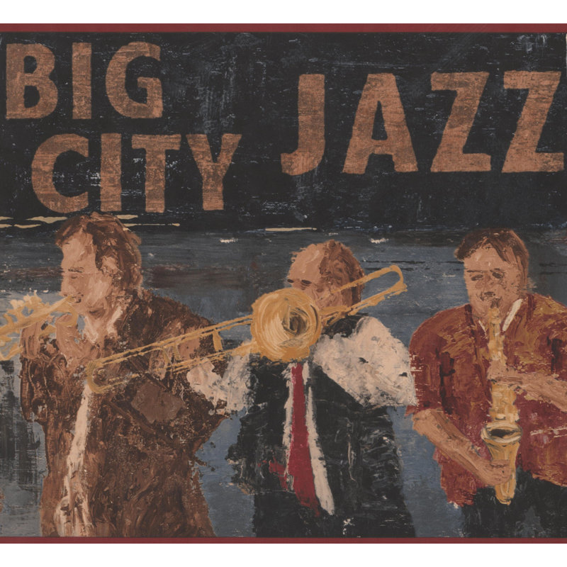 York Wallcoverings Retro Borders Vintage Big City Jazz Band Retro ...