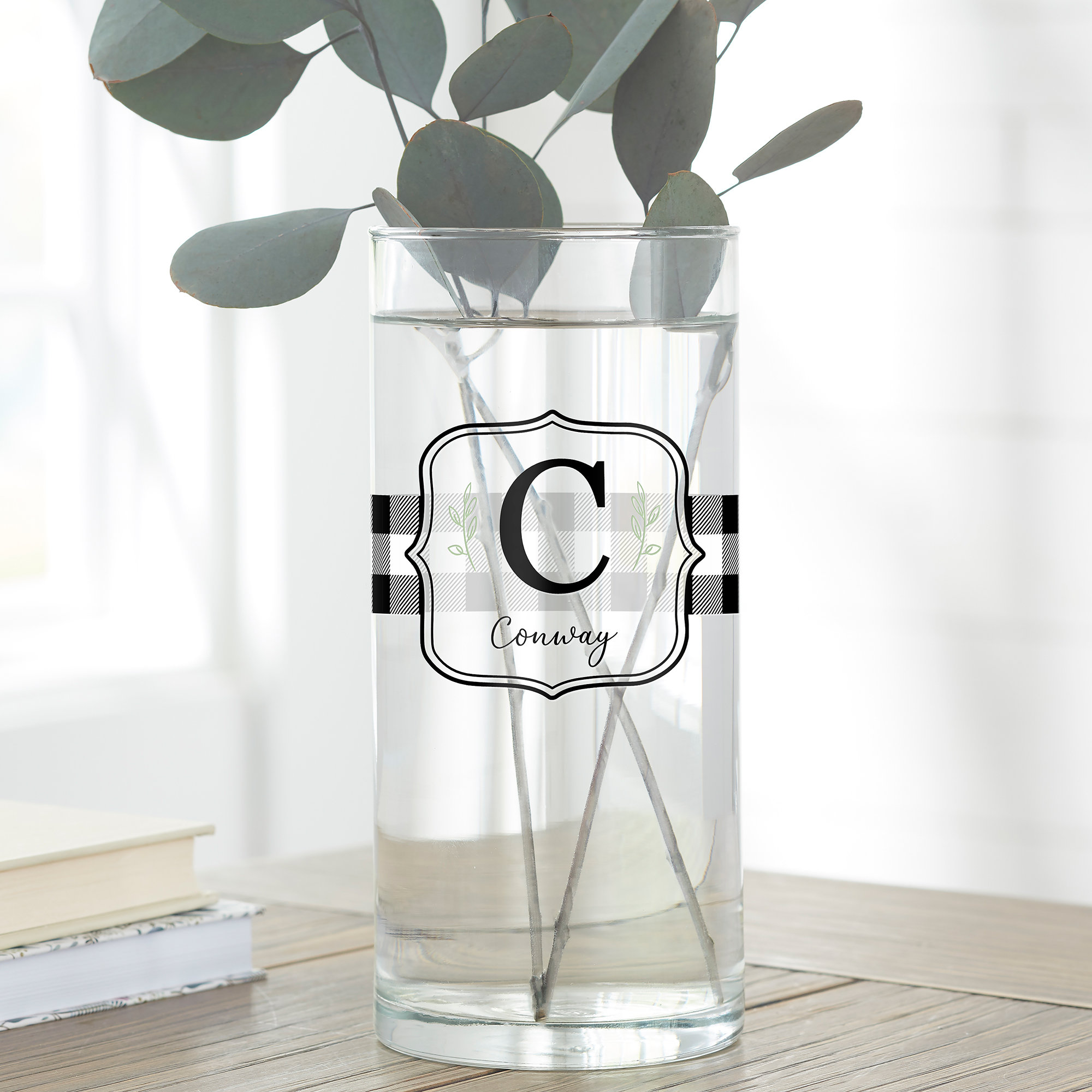 Personalization Mall Black & White Buffalo Check Personalized 7.5 ...