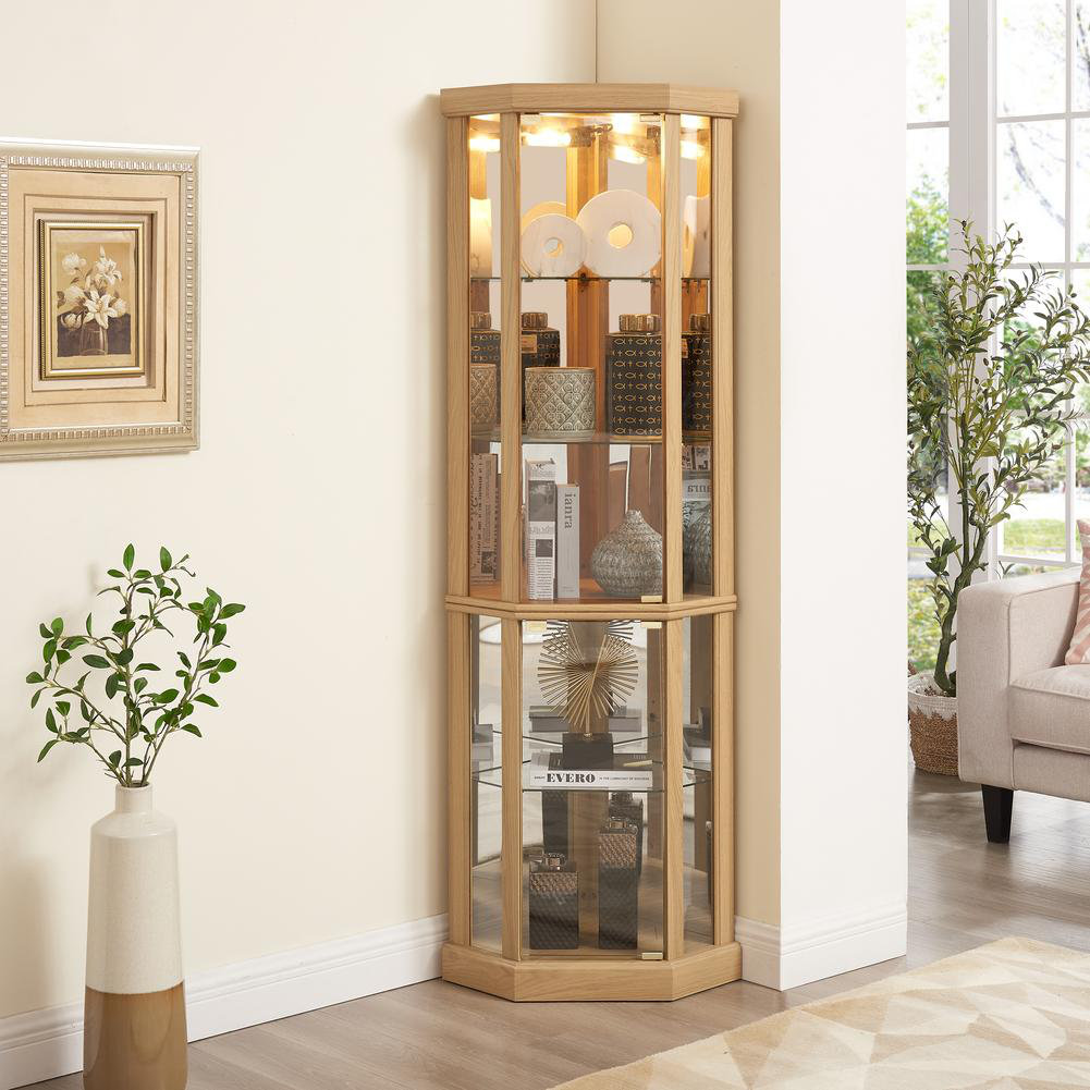 Ebern Designs Elegant Lighted Display Cabinet | Wayfair