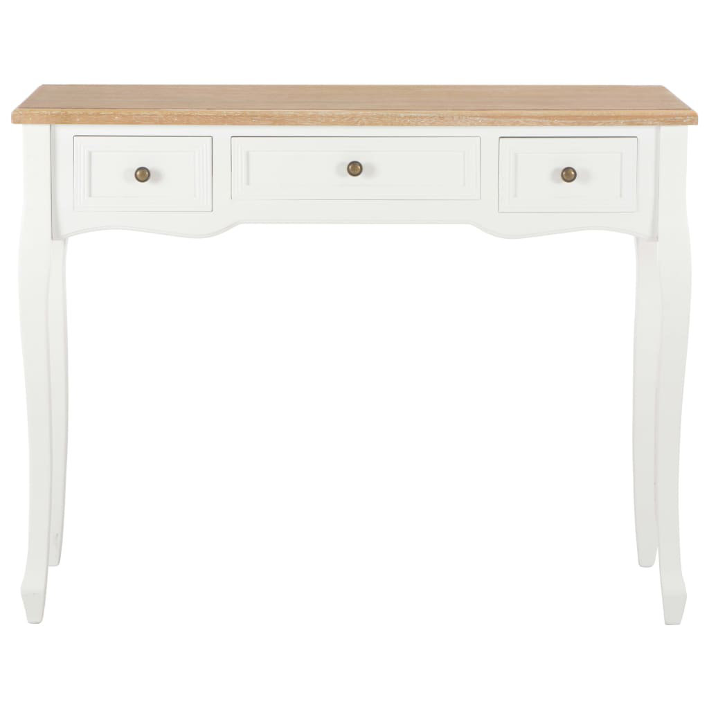 vidaXL Dressing Table White and Brown MDF and Pinewood Compact ...