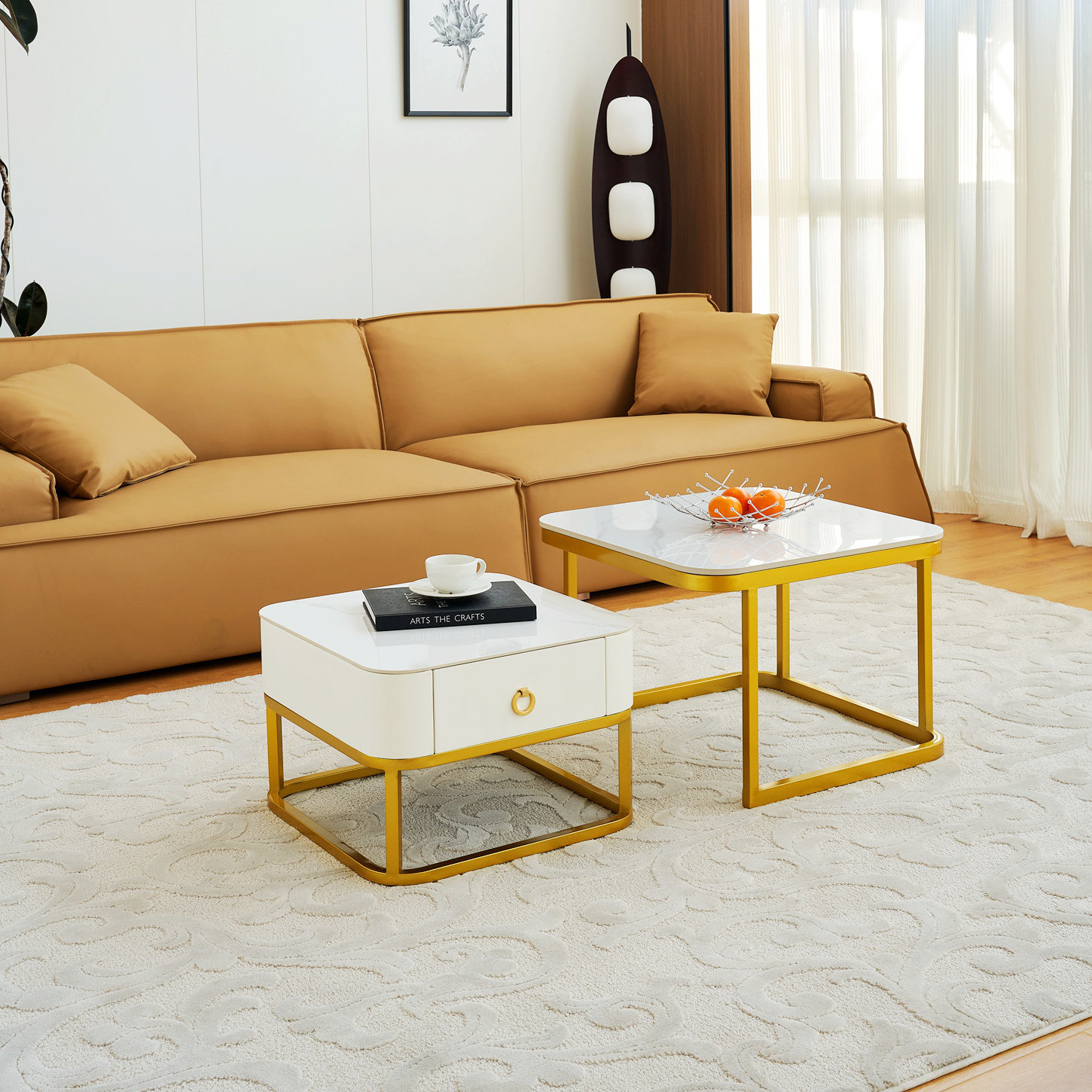 George Oliver Modern Nesting Table, Set Of 2 Coffee Table,Stacking Side ...