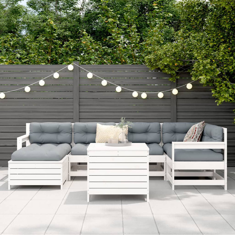 Lily Manor 7 Piece Garden Sofa Set White Solid Wood Pine | Wayfair.co.uk