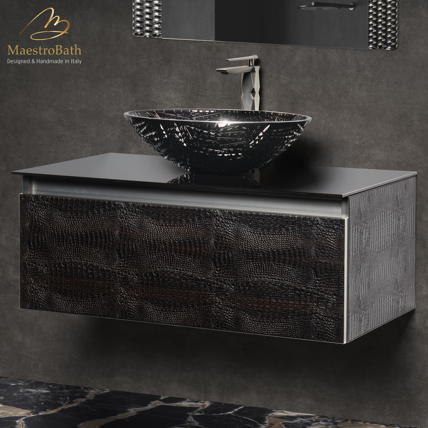 Maestro Bath 35.4'' Single Bathroom Vanity with Glass Top | Wayfair