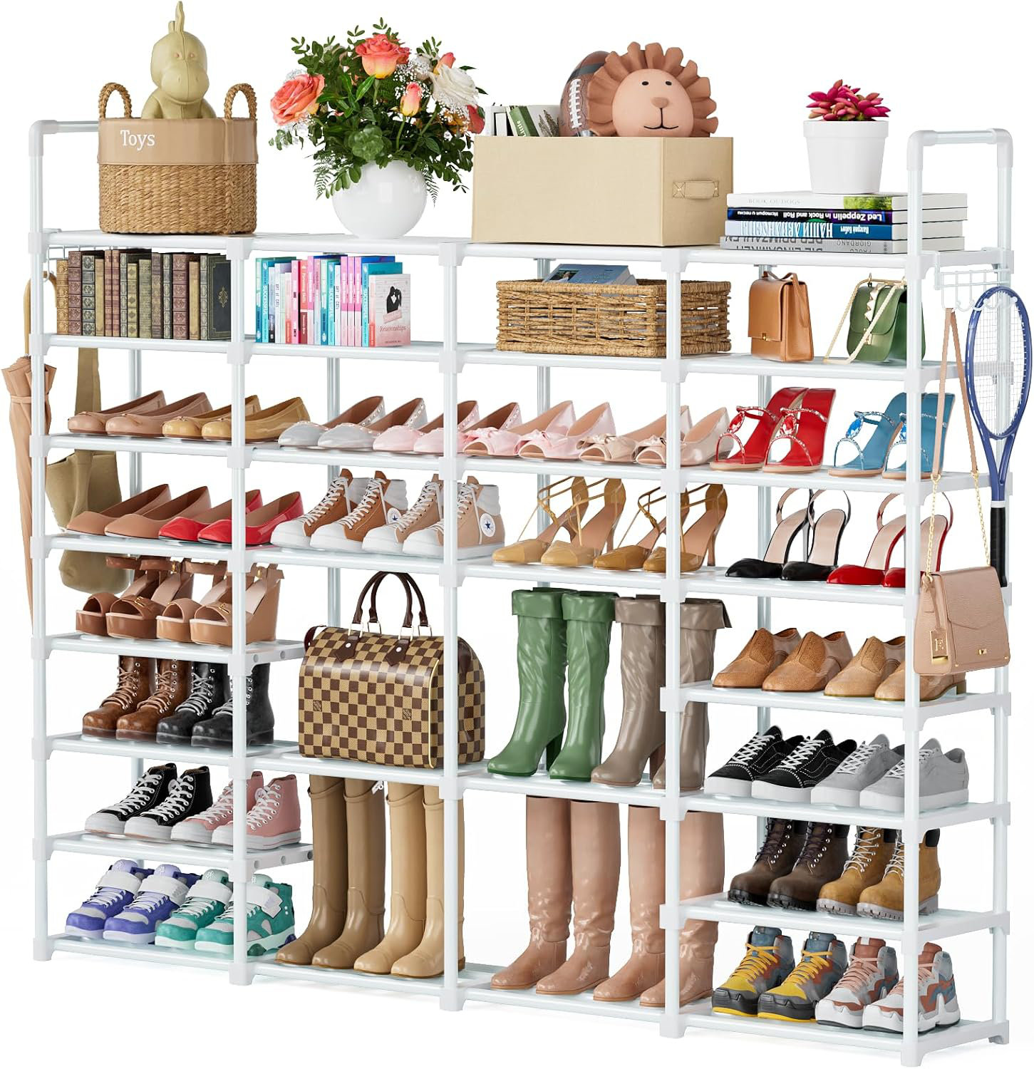 Rebrilliant 8 Tier Large Shoe Rack, Tall Metal Shoe Organizer, Large ...