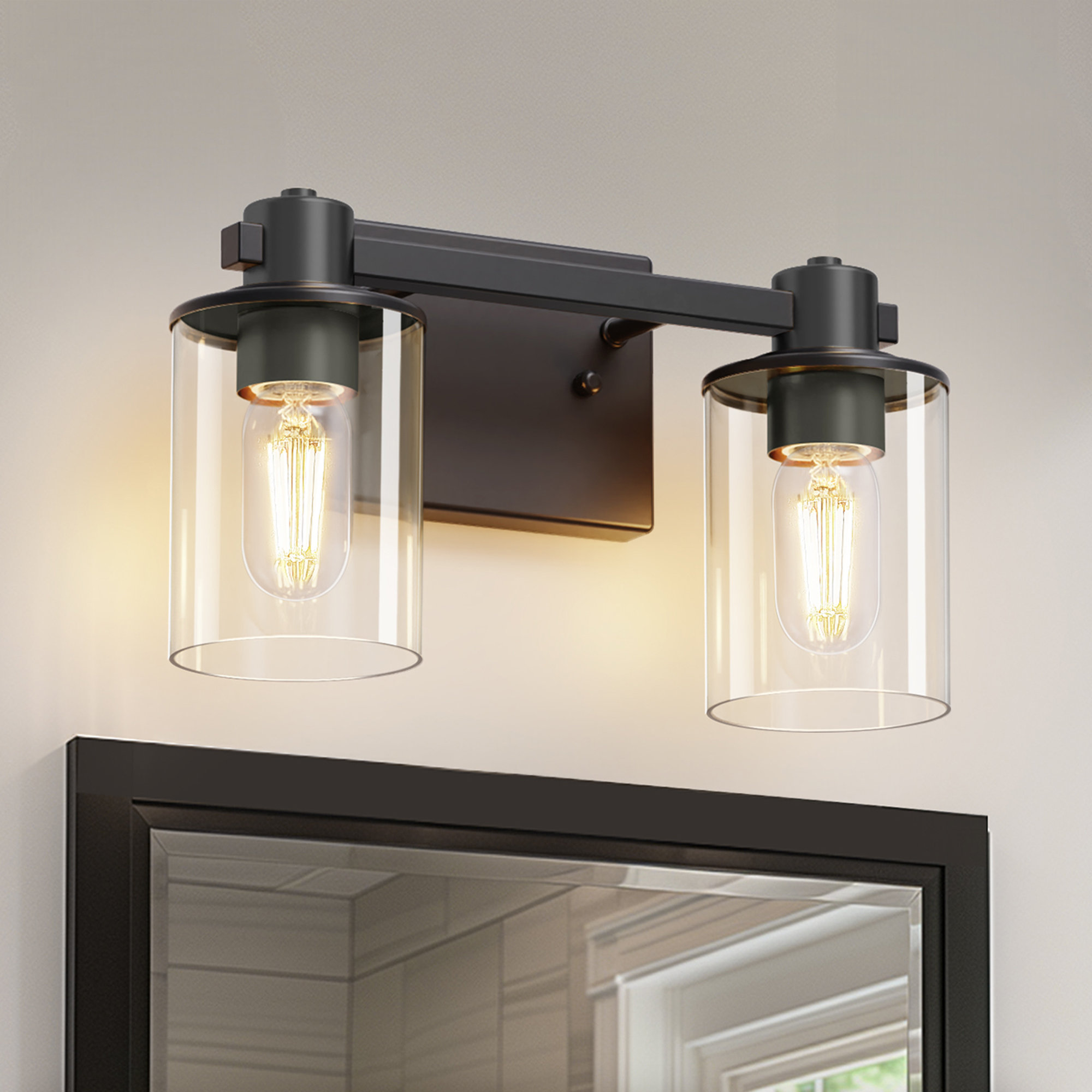 Breakwater Bay Modern Black And Gold 2-Light Vanity Fixture | Wayfair