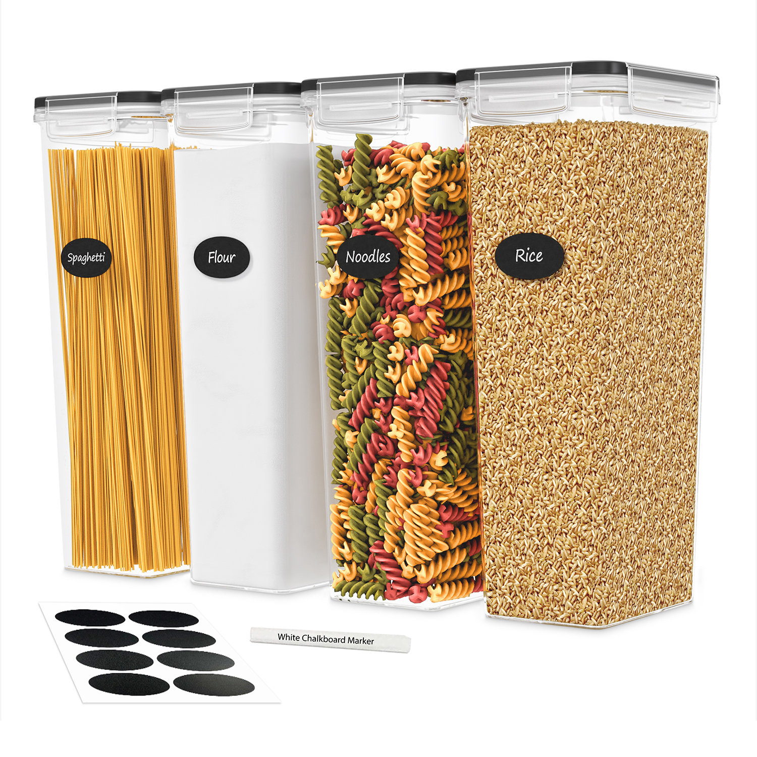 DWËLLZA KITCHEN Airtight Food Storage Containers For Spaghetti, Noodles ...