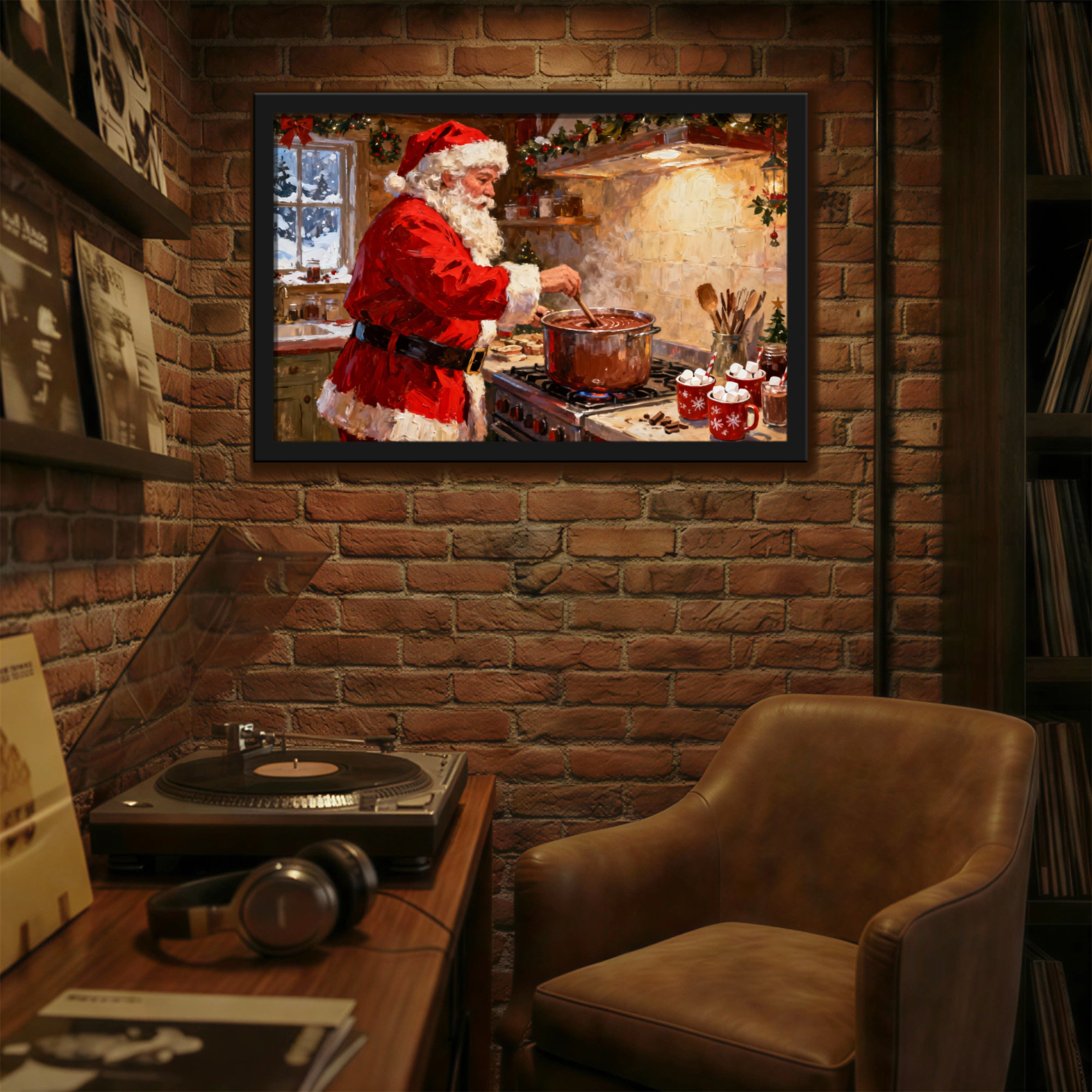 Red Barrel Studio® Christmas Santa Cooking In Kitchen Holiday Scene ...