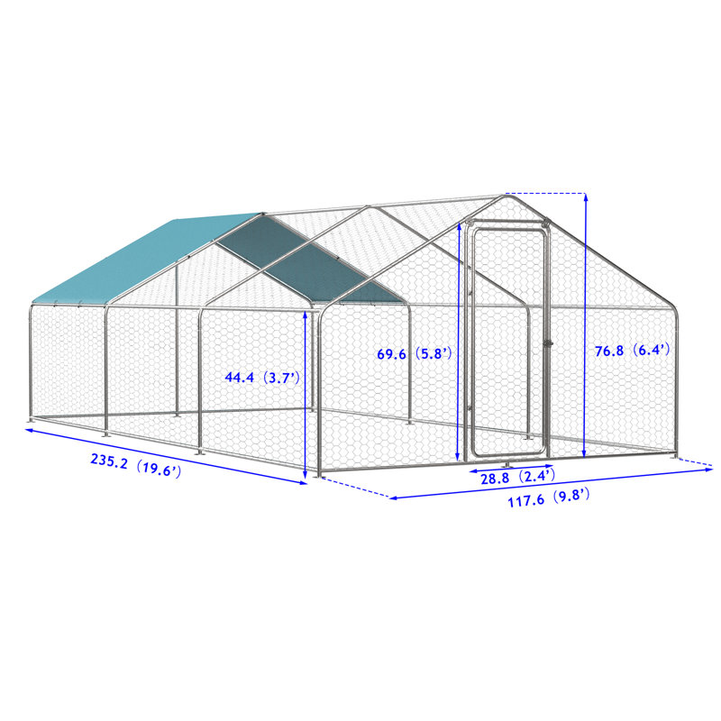 Pawhut Chicken Coop Large 120-Inch - Heavy Duty Metal Poultry Run With ...
