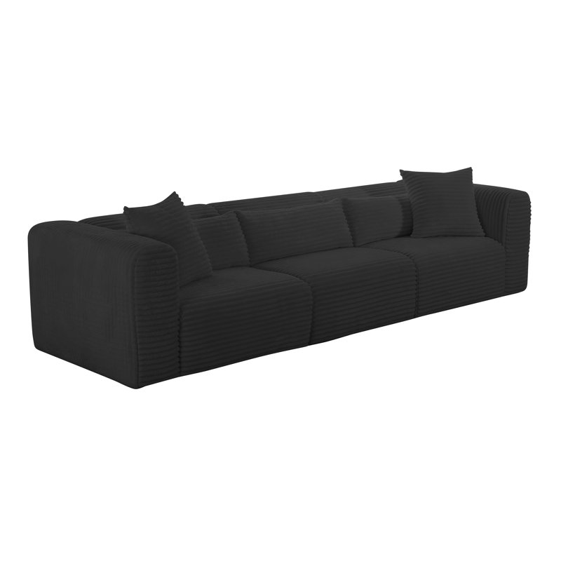 TOV Furniture Tarra Fluffy Oversized Black Corduroy Modular Sofa | Wayfair