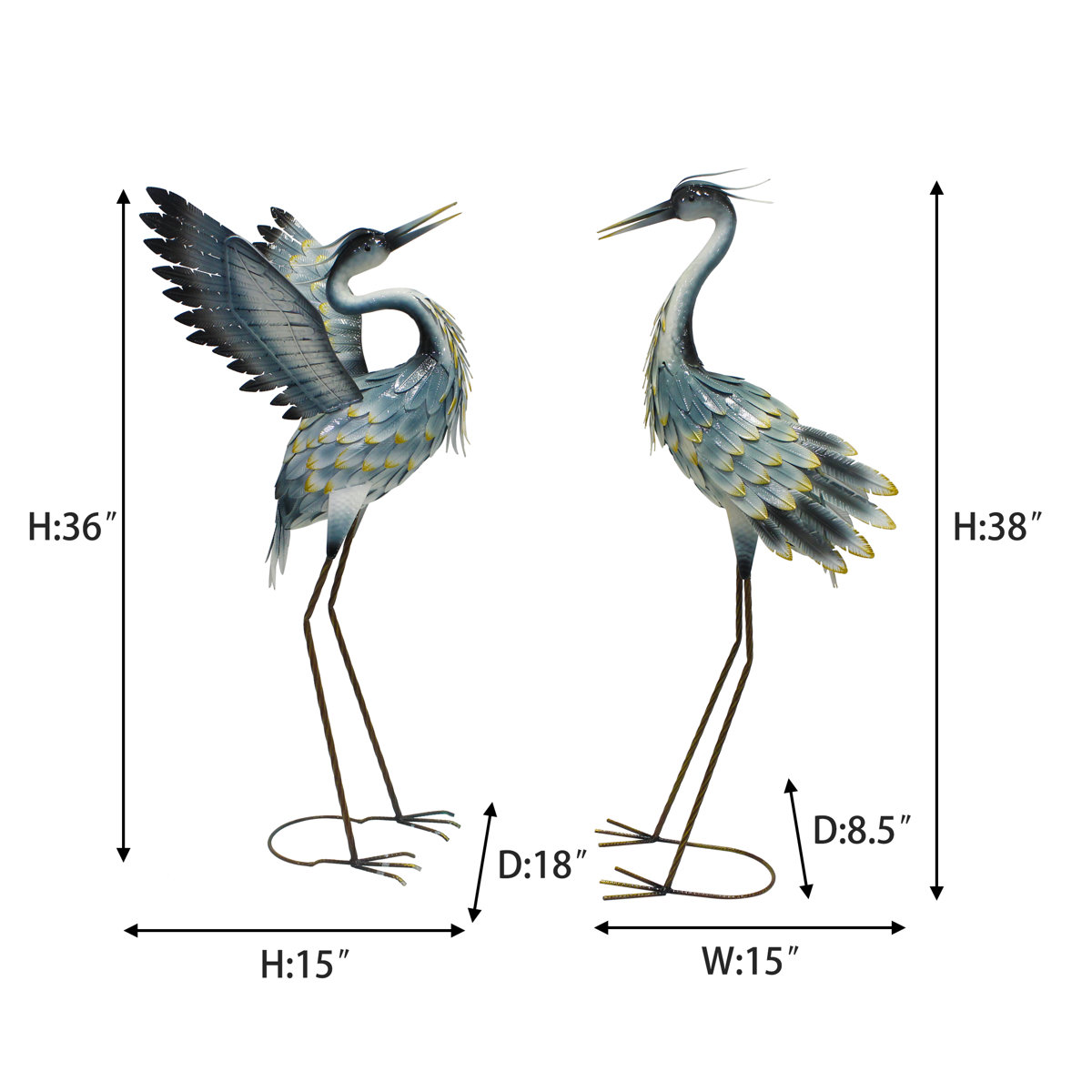 Dovecove Outdoor Metal Heron Yard Art Bird Sculpture for Lawn Patio ...
