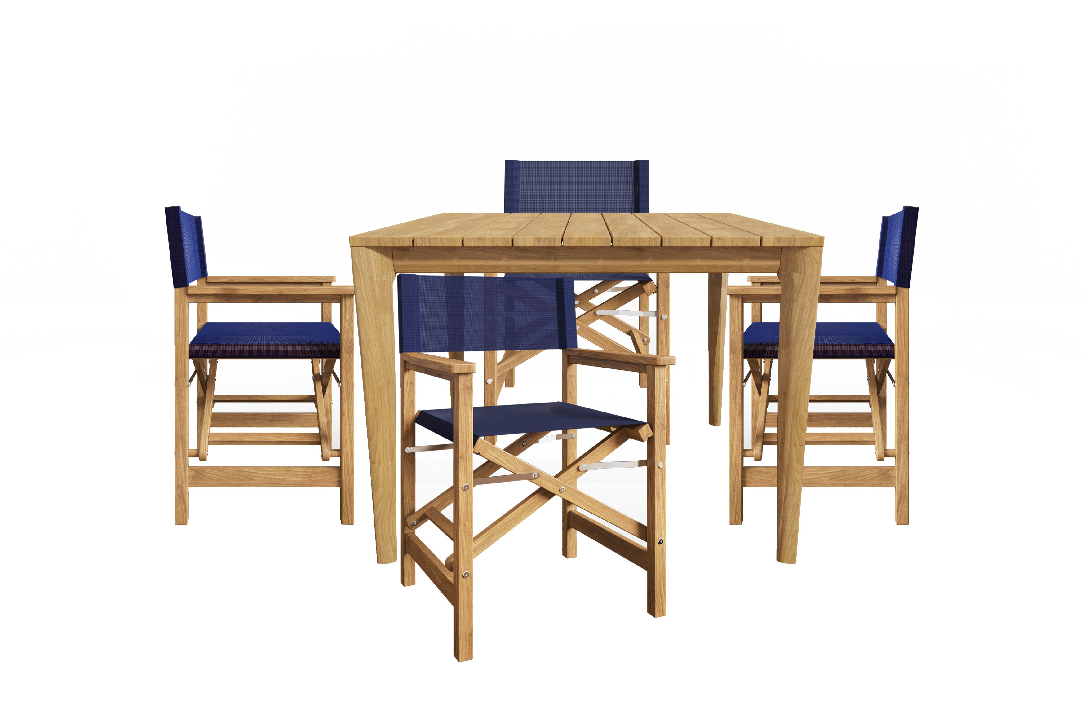 Joss & Main Aiden 5-Piece Square Teak Outdoor Dining Set with Folding ...