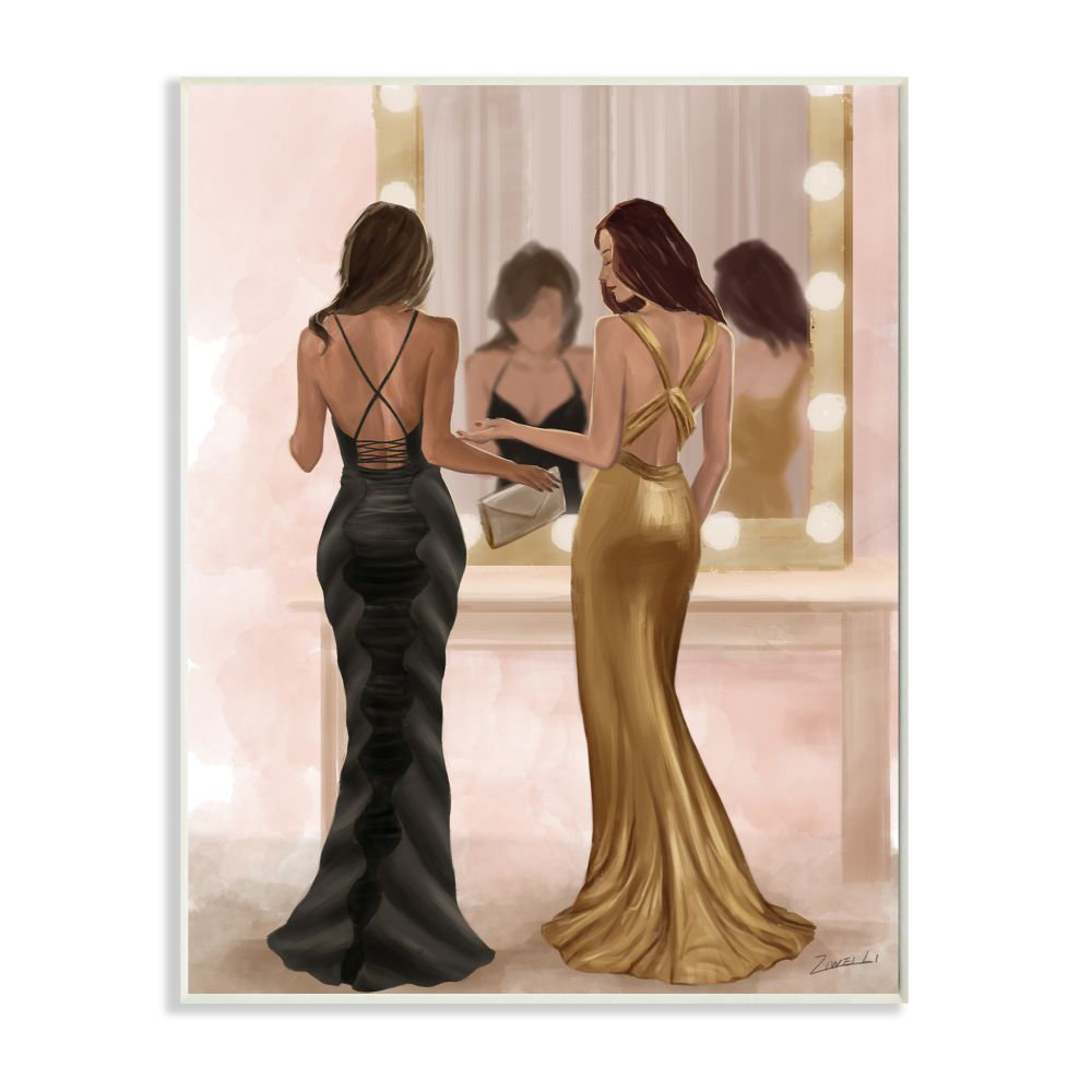 Stupell Industries Glam Fashion Model Elegant Dress Mirror Vanity Women ...