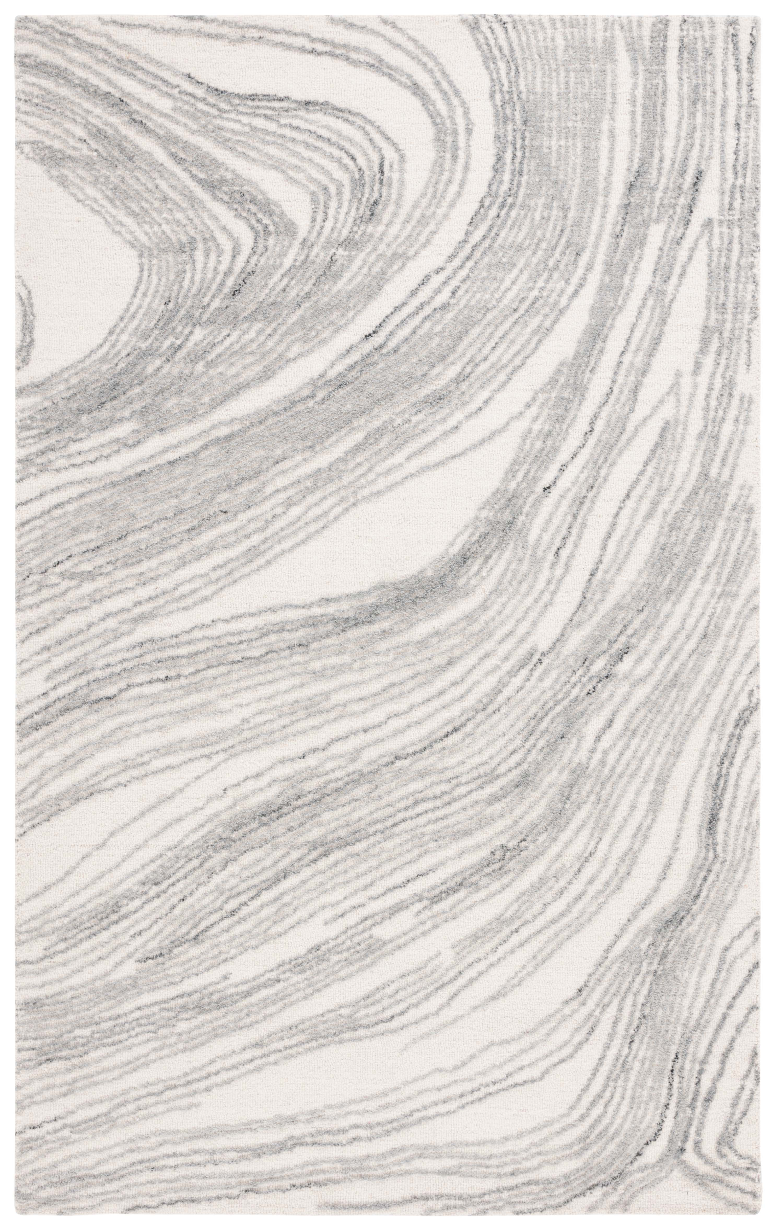 Ivy Bronx Kinata Ebony Hand Tufted Wool/Cotton Abstract Rug in Ivory ...