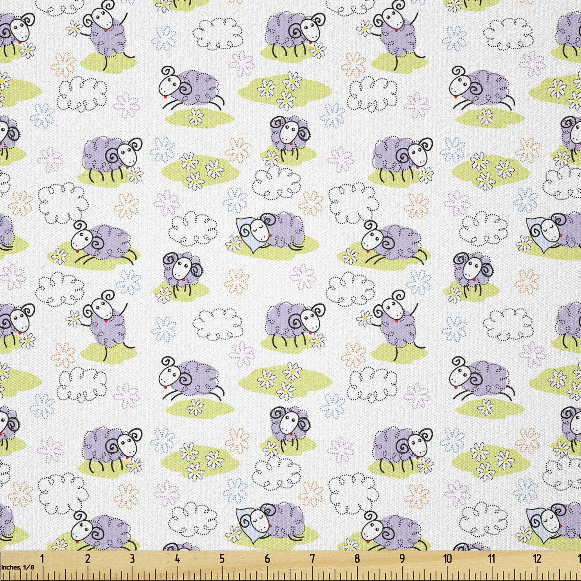 East Urban Home Cianca Sheep with Clouds Constructed Out of Dots Multi ...