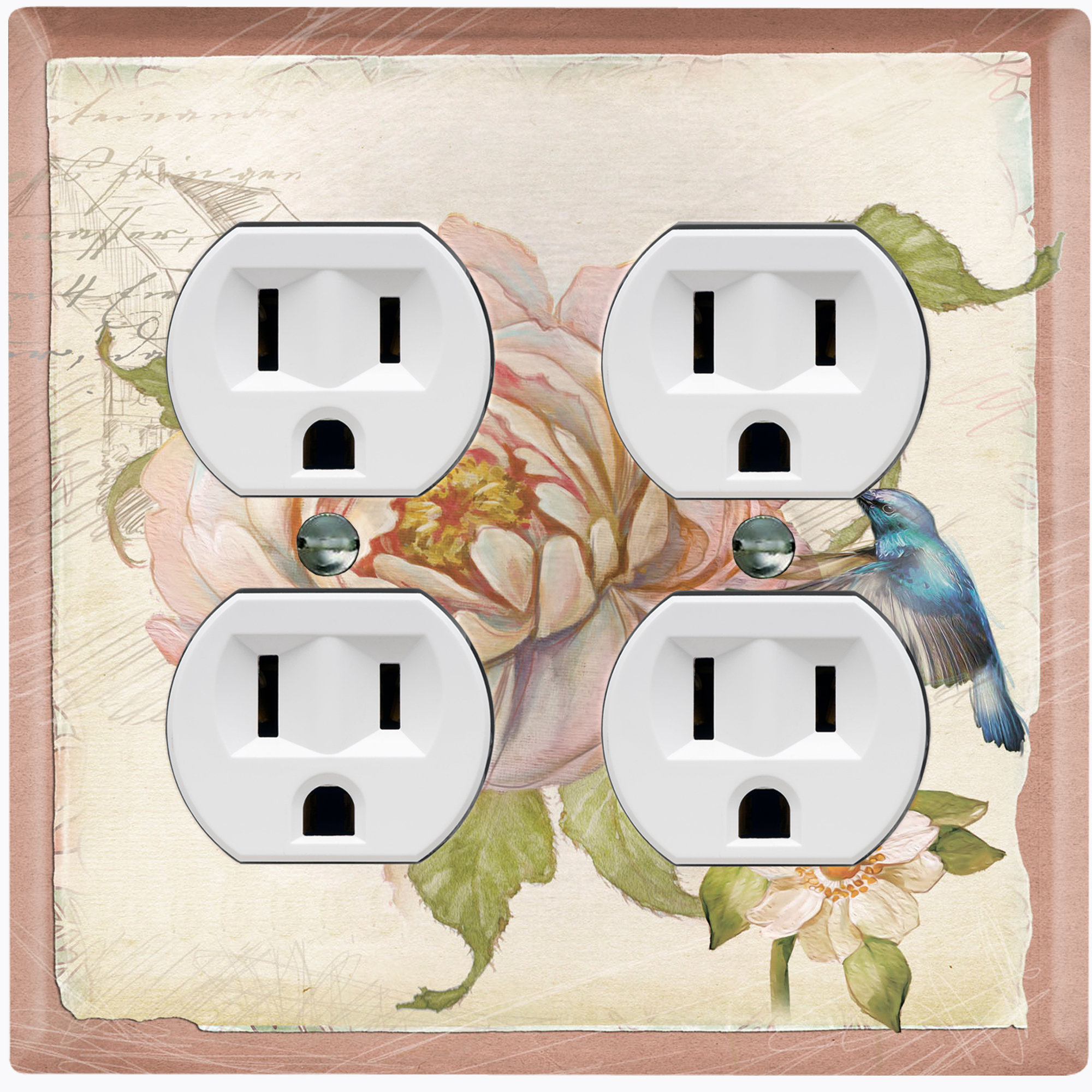 WorldAcc Flower and Dandelion Jay Bird 2 -Gang Toggle Light Switch Wall ...