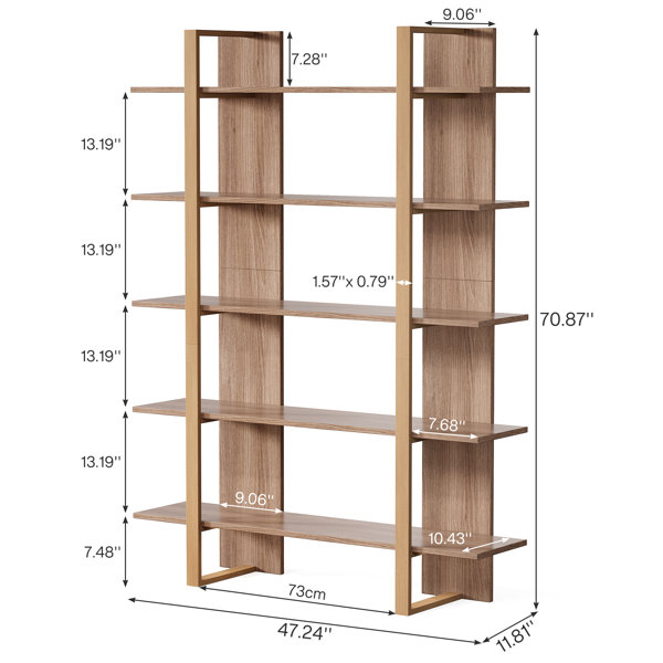 Millwood Pines 5-Tier Bookshelf Etagere Bookcase Bookshelves For Living ...