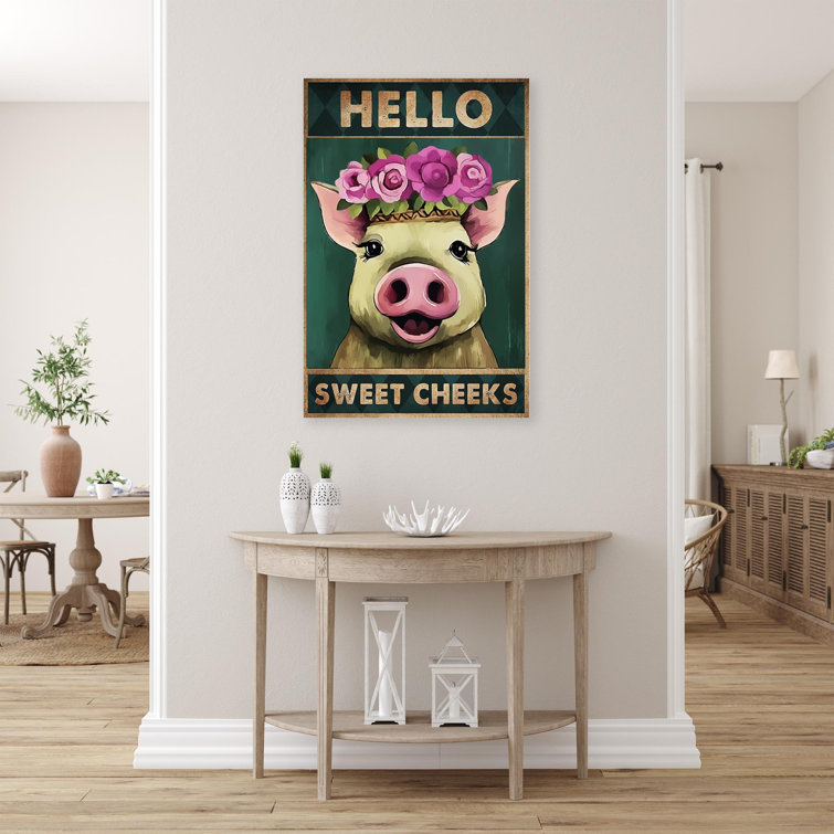 Trinx Pig Hello Sweet Cheeks - 1 Piece Rectangle Graphic Art Print On ...