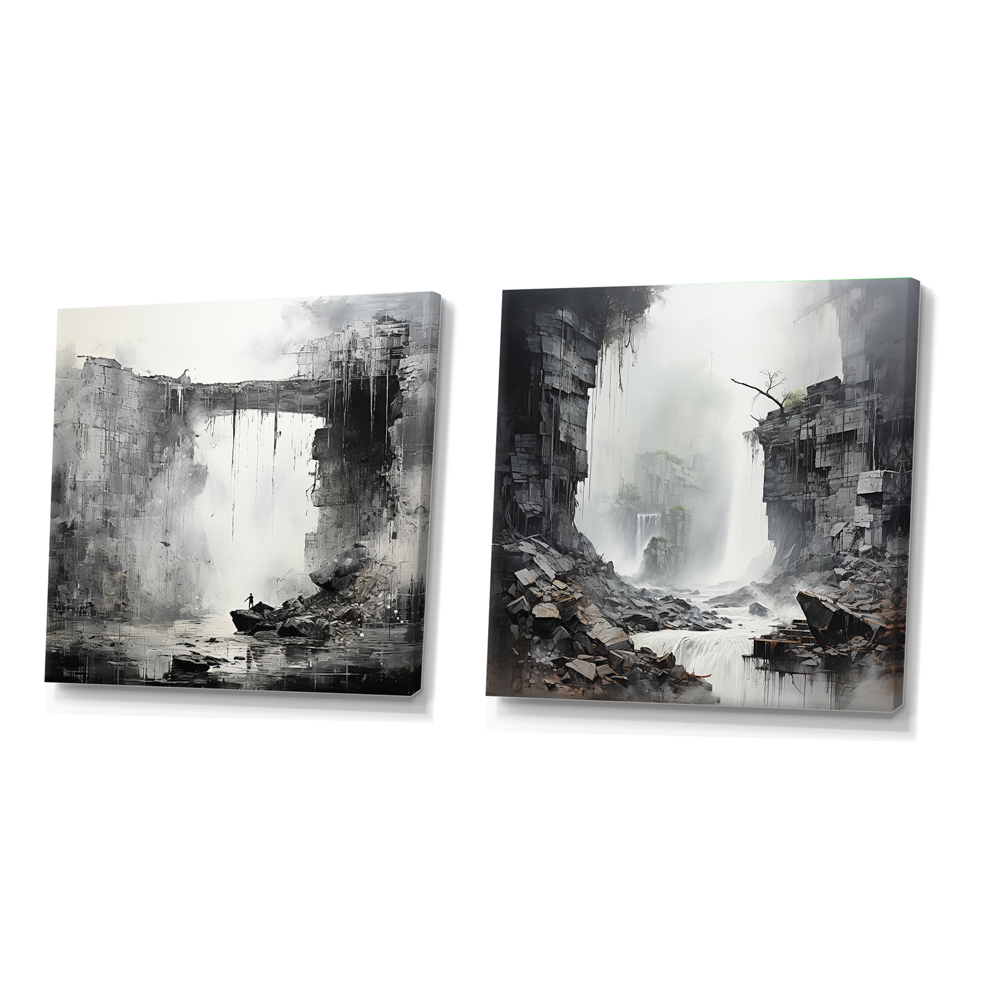 Design Art Adventourous Waterfall Caves - Waterfall Square Collage Set ...