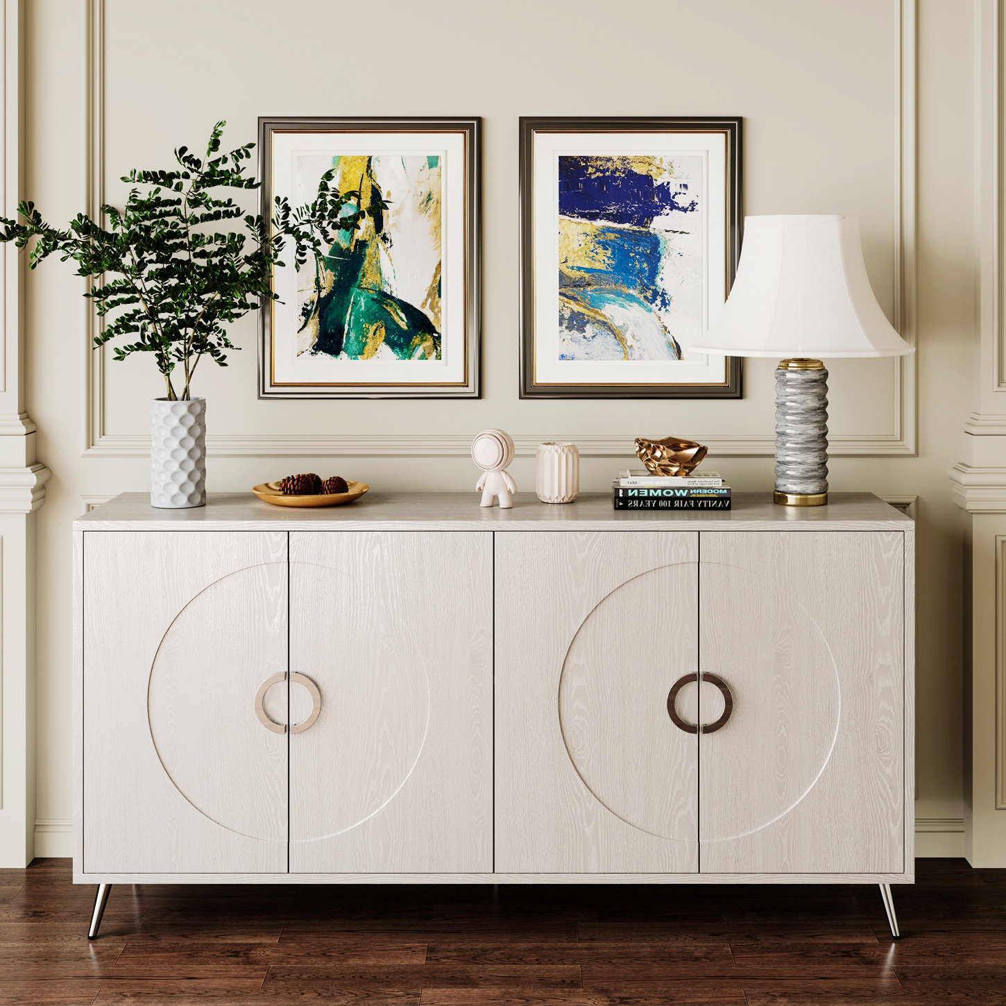 Mercer41 Modern 4 Door Accent Cabinet, Sideboard Buffet Server Cabinet, Storage Cabinet | Wayfair